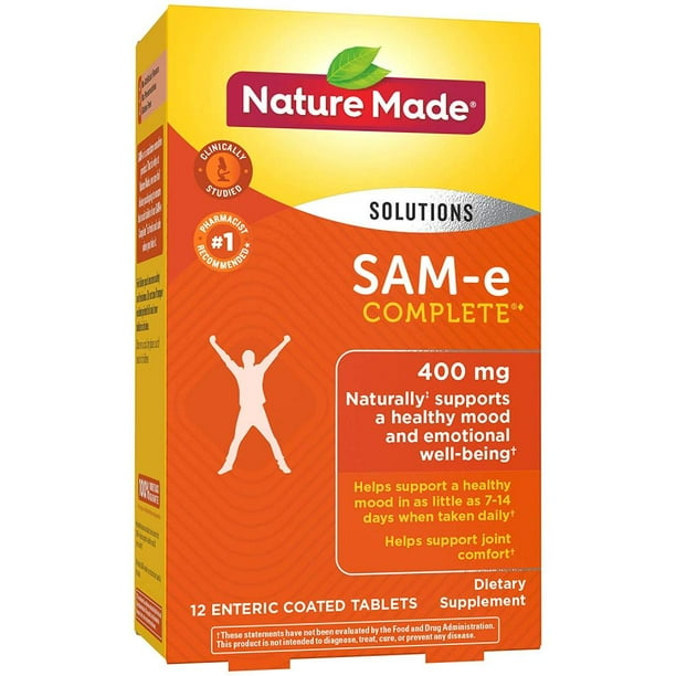 Suplemento SAM-e Complete Nature Made Salud Emocional 400mg 12 Tabletas ...