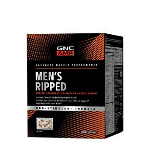 Suplemento Ripped Muscle AMP GNC Vitapak para Hombre con Metabolismo 30 ...