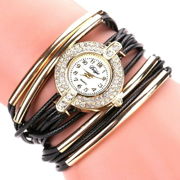 BLACKMAMUT Reloj Análogo Metal Circular Dama Casual Negro BlackMamut ...