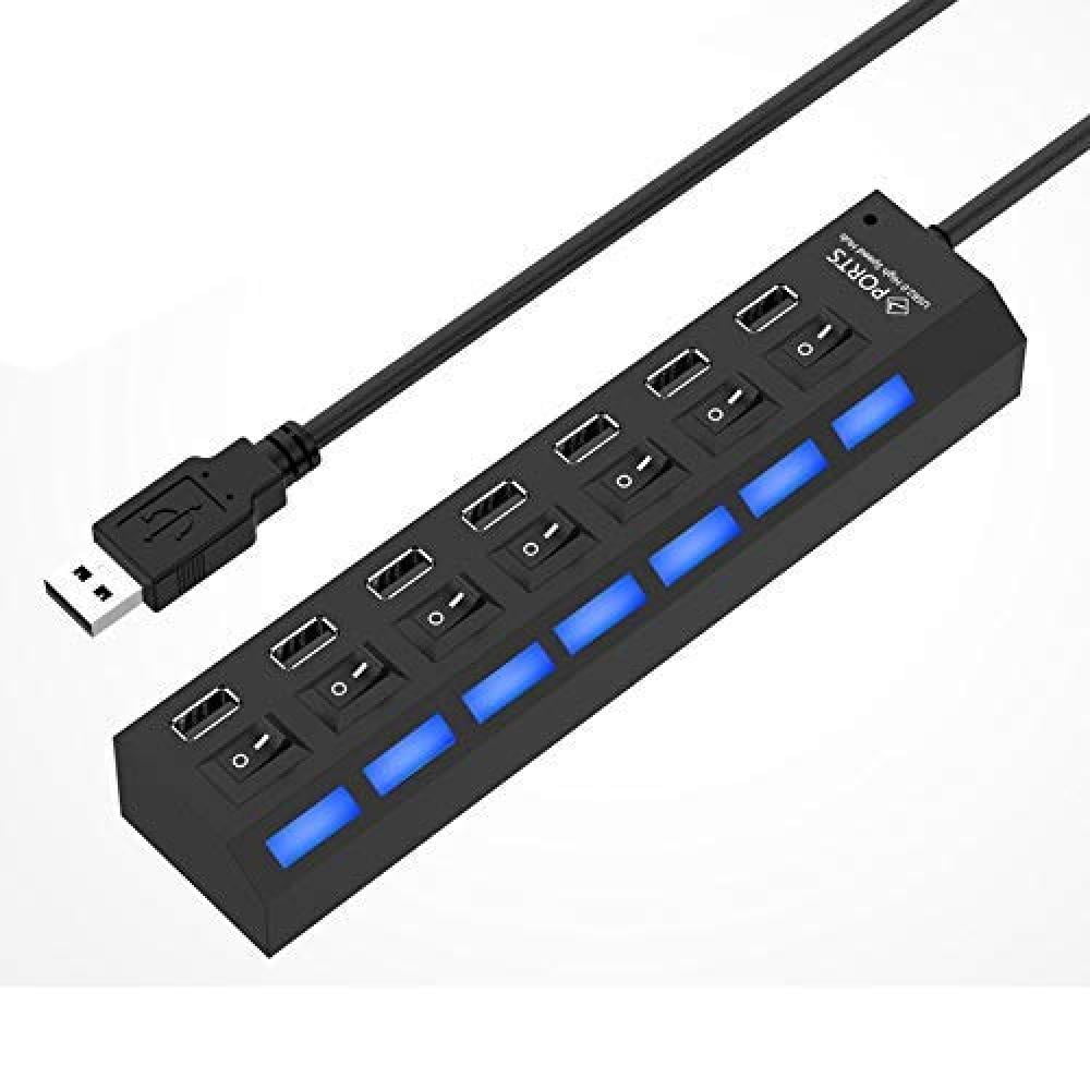Puertos Esonstyle Hub 7 USB 2.0 con Switches On/Off -Negro | Bodega Aurrera en línea