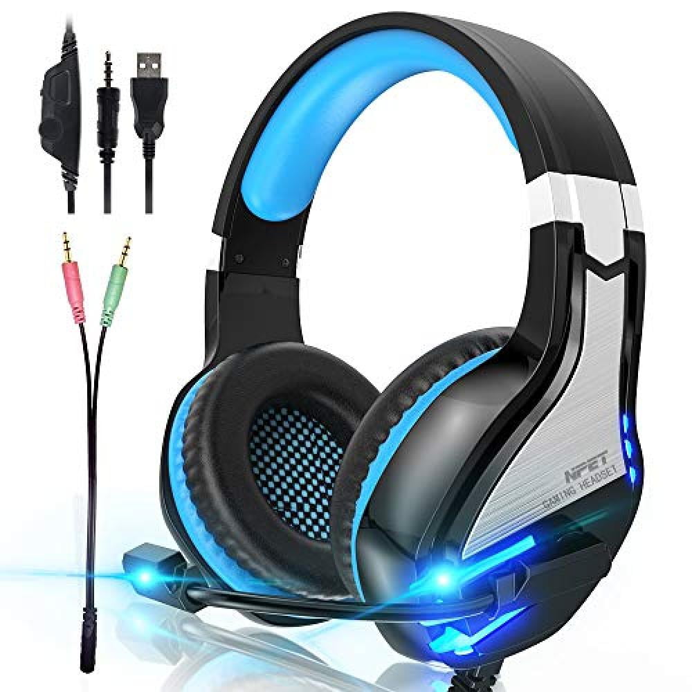 Diadema gamer NPET HS10 Over-Ear cancelan ruido -azul | Walmart en línea