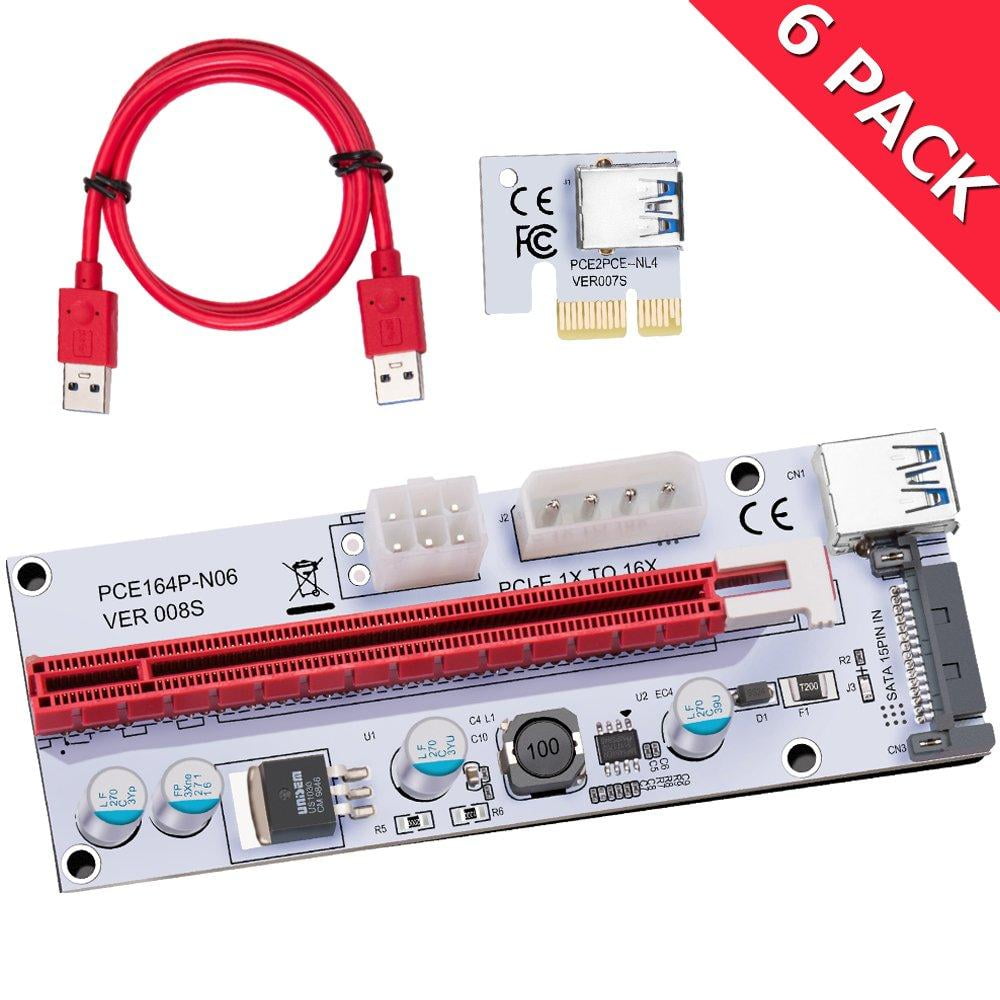 6 Pzas Adaptador EXPLOMOS Pcie Riser Chip Pci-e 16x A 1x/usb | Walmart ...