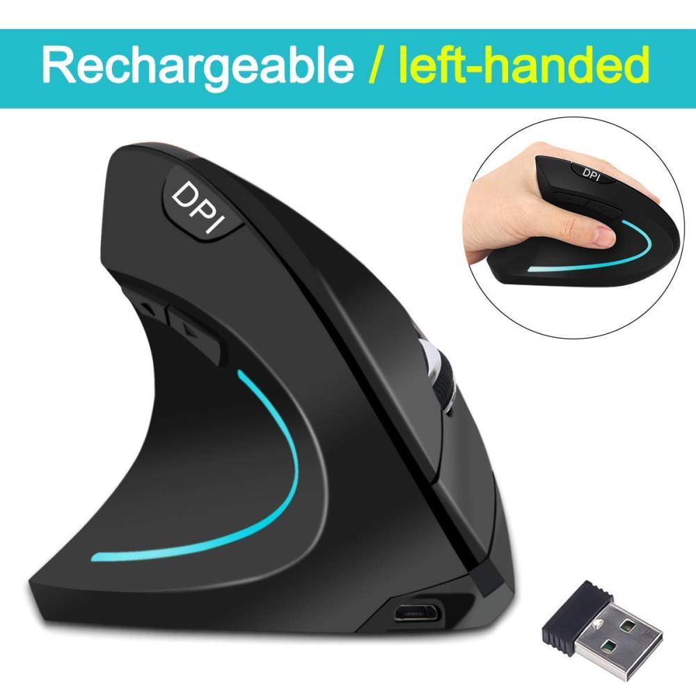 Mouse Zurdo Inalámbrico Recargable Ergonómico DPI Ajustable Generico No ...