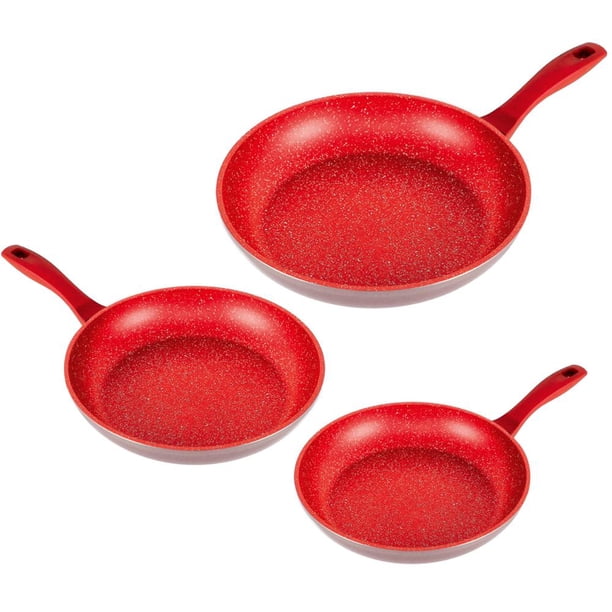 Juego de Sartenes FlavorStone Rojo 3pz 20 24 y 28 cm Antiadherente ...