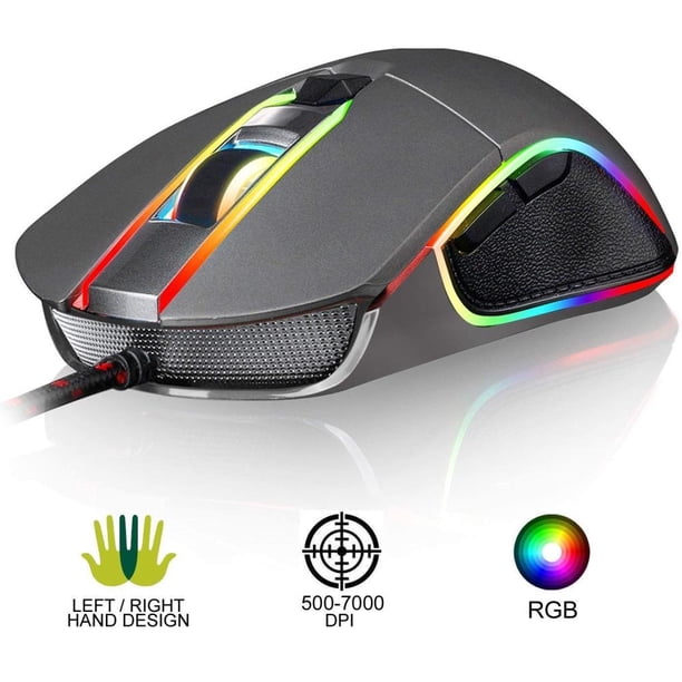 Mouse Klim Chroma RGB Alámbrico Ergonómico 7000 DPI-Gris | Walmart en línea
