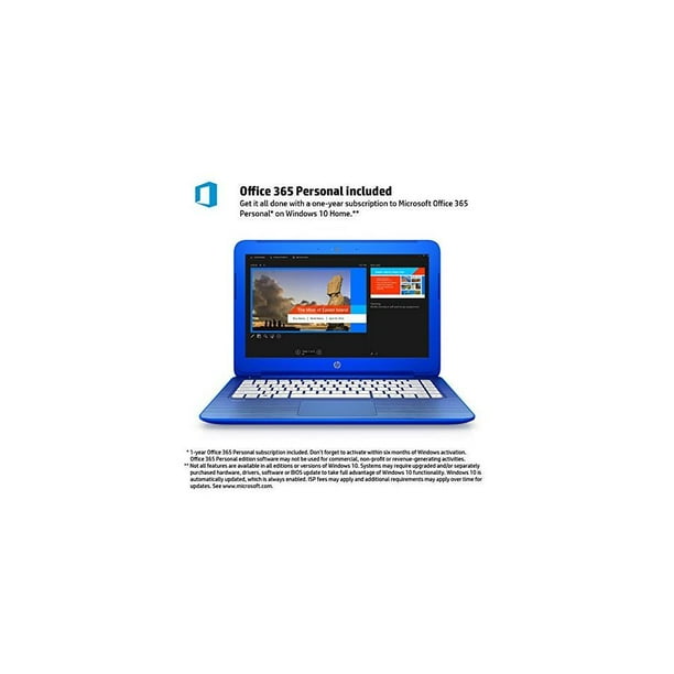 Laptop HP Stream Intel Celeron 32GB 2GB RAM 13.3'' Windows 10 13-c110nr ...