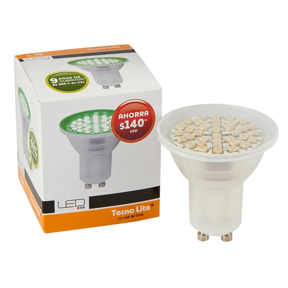 Foco LED GU10 de 3 W,Color de luz verde Tecnolite GU10-SMDLED/3WVE ...
