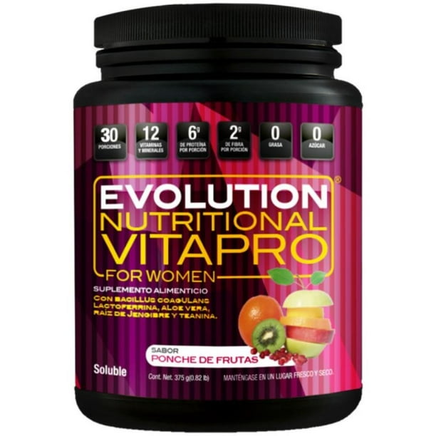 Suplemento alimenticio multivitamínico VitaPro Mujer Ponche de frutas bote de 375 g Evolution ...
