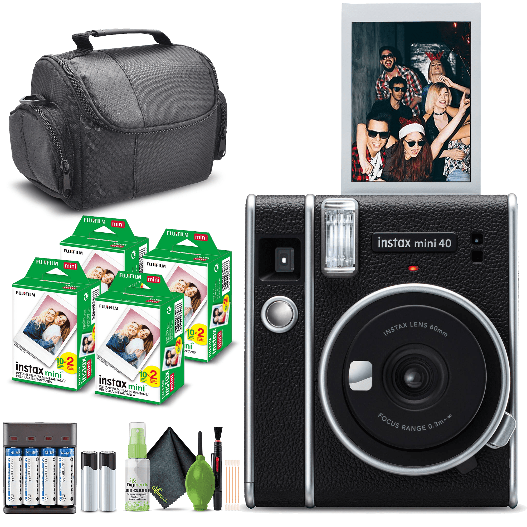 Paquete negro de cámara instantánea Fujifilm Instax Mini 40 con ...