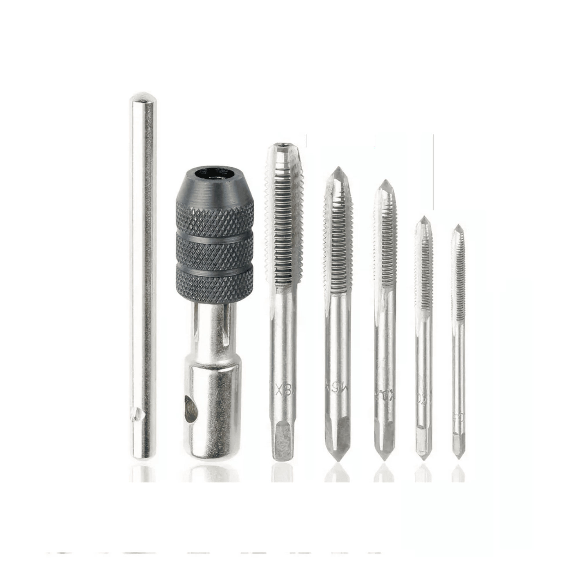 Machuelos Con Maneral Brocas Para Rosca Roscador M3 - M8 6 Pzs Plata ...