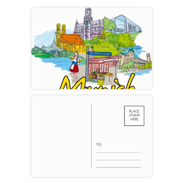 Alemania Munchen hito arquitectura Set cumpleaños gracias tarjeta postal correo lado 20pcs ...