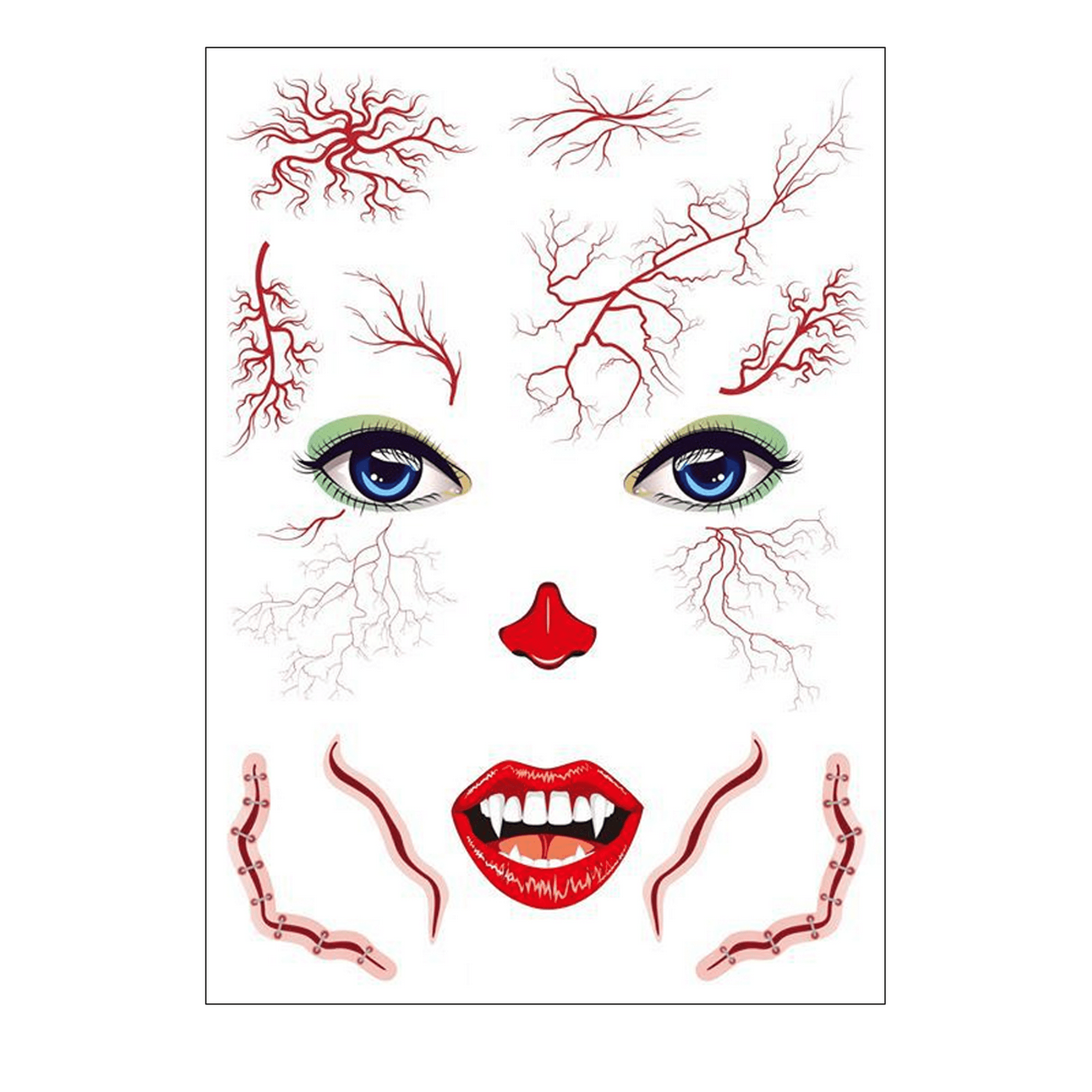 Halloween Face Neck Hands Arm Tattoos for Adults Face Tattoo for ...