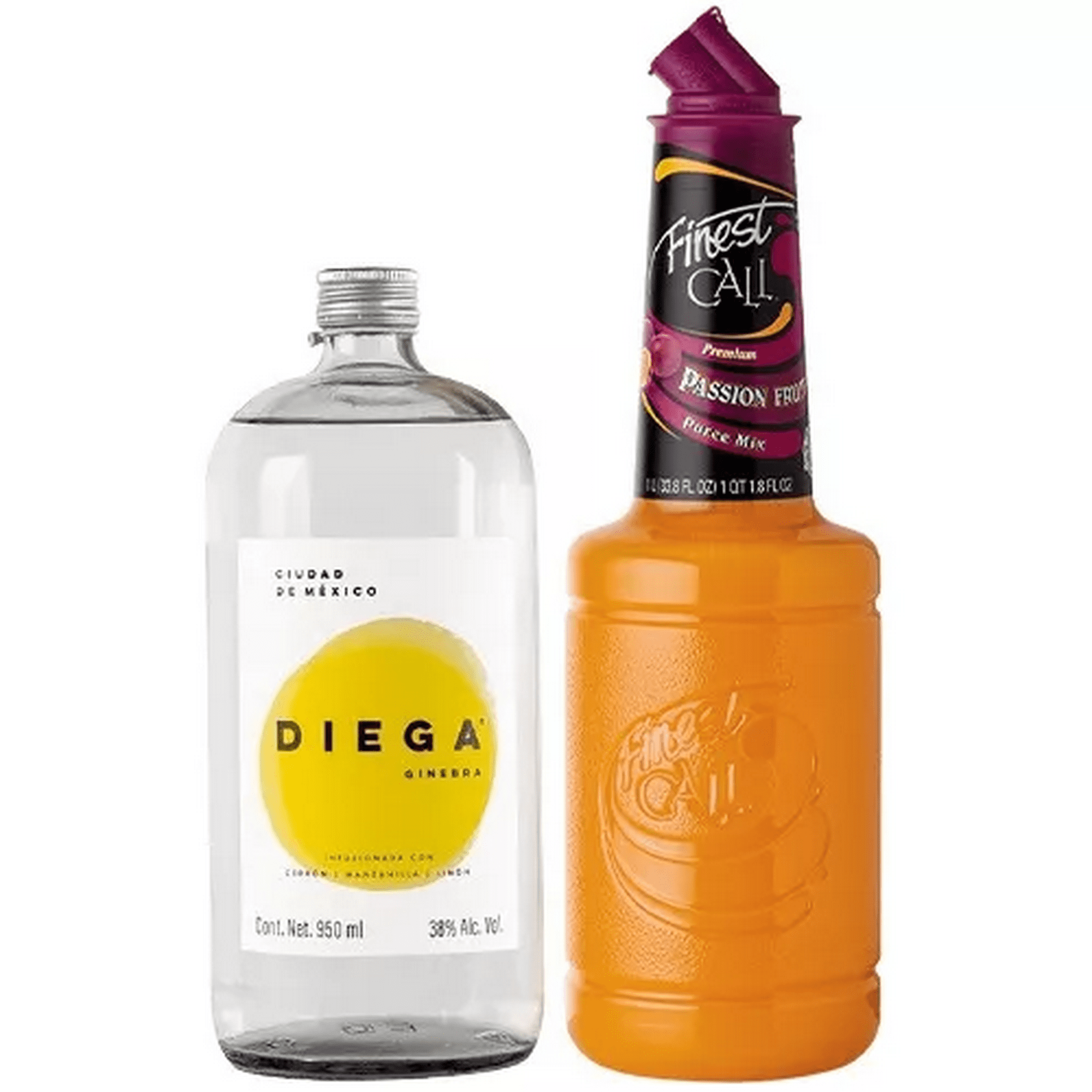 Ginebra Diega Amarilla 950 Ml + Mix Finest Call Maracuya 1000 Ml ...