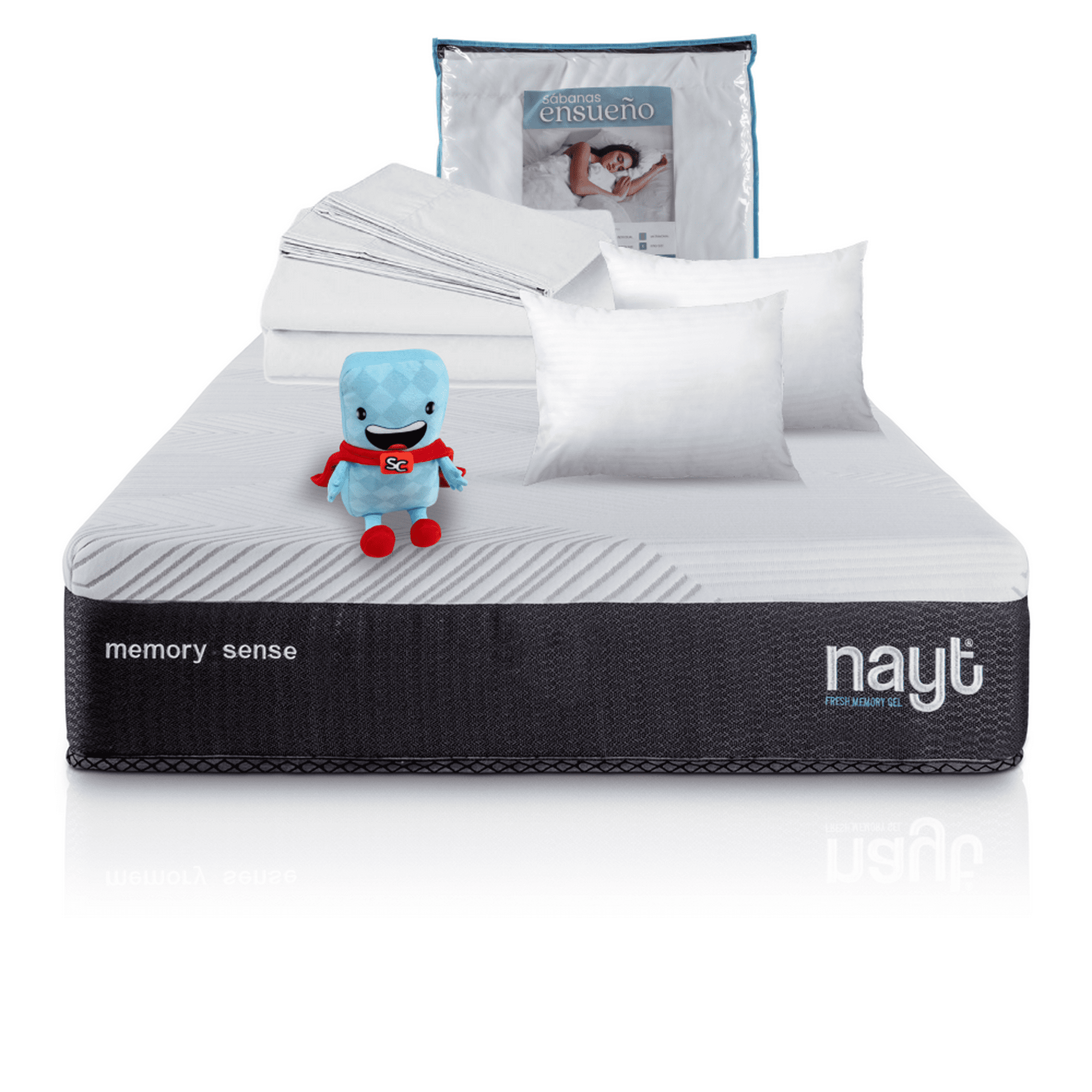 Colchon Nayt Fresh Memory Gel Matrimonial + 2 Almohadas de regalo ...