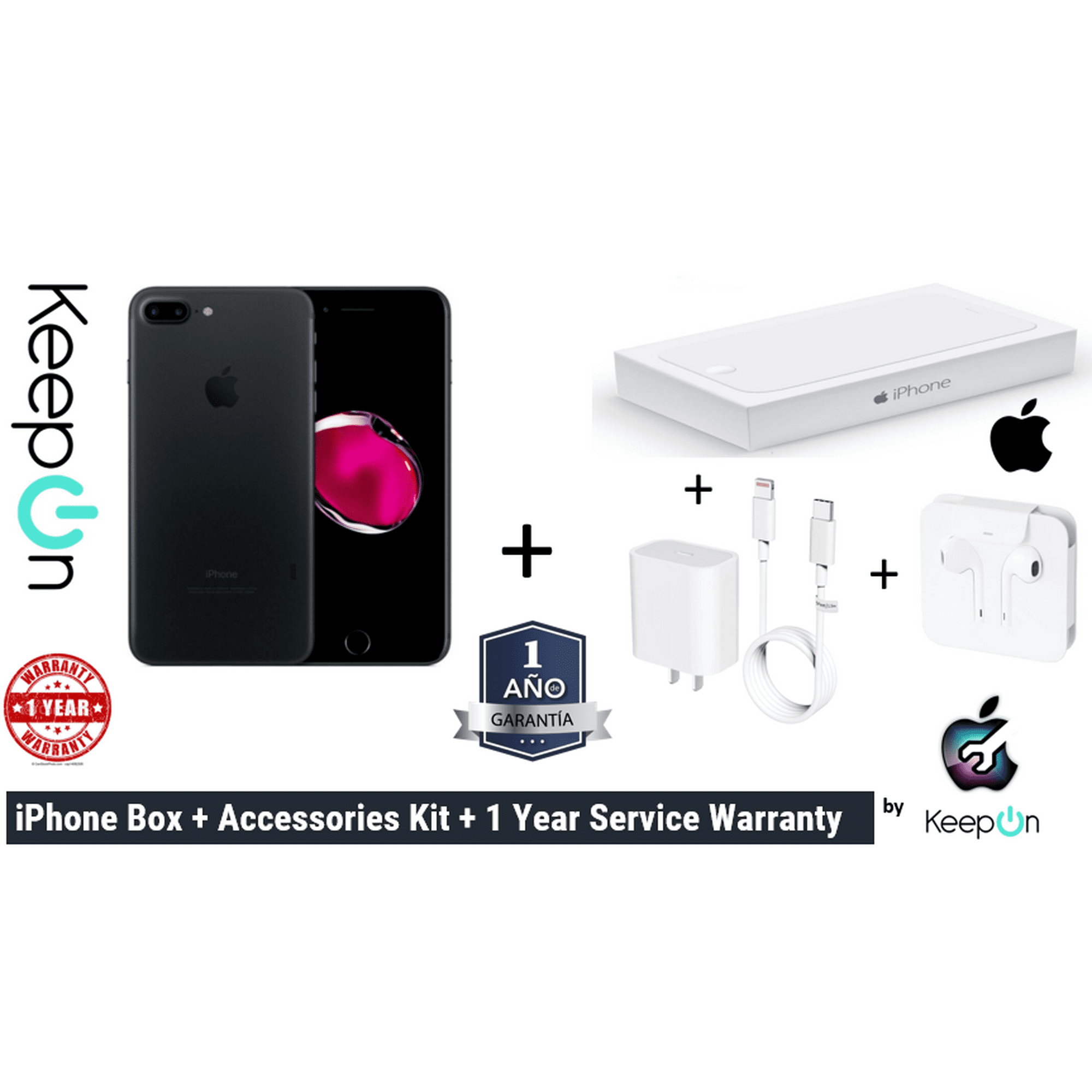 IPHONE 7 PLUS 128 (Incluye 1 año en Reparacion KeepOn + Cargador Rapido ...