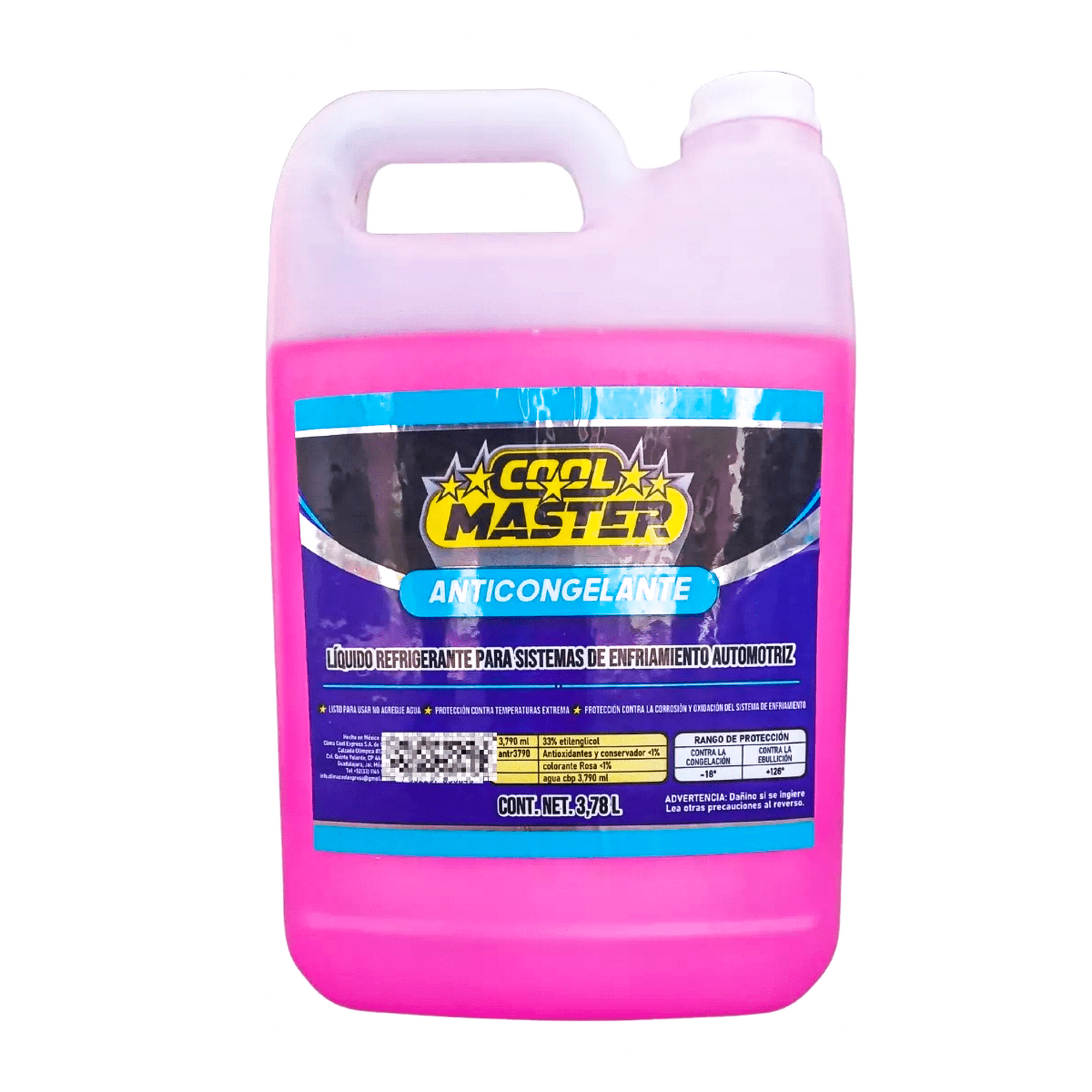 Anticongelante Cool Master Rosa Galón 3.78lt Listo Para Usar Cool Master Anticongelante Cool ...