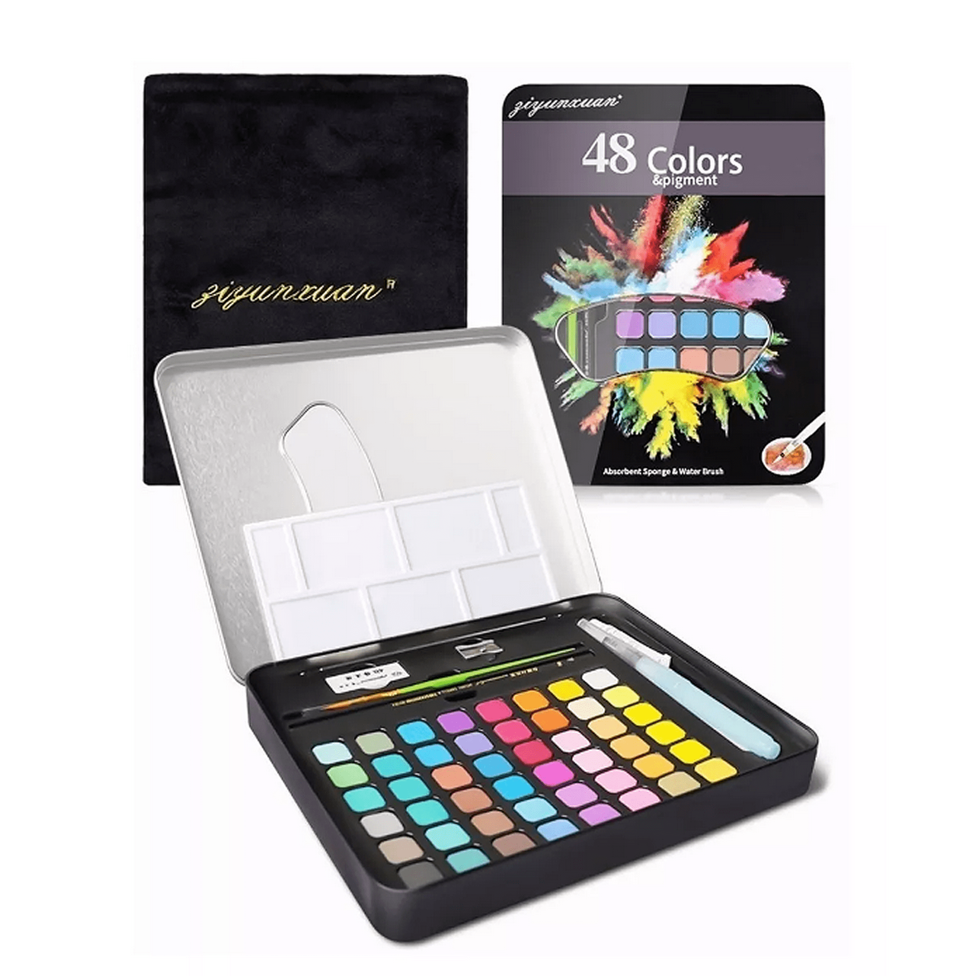 Kit Acuarelas Profesionales Pintura Acuarela 48 Colores Brush Arte ...