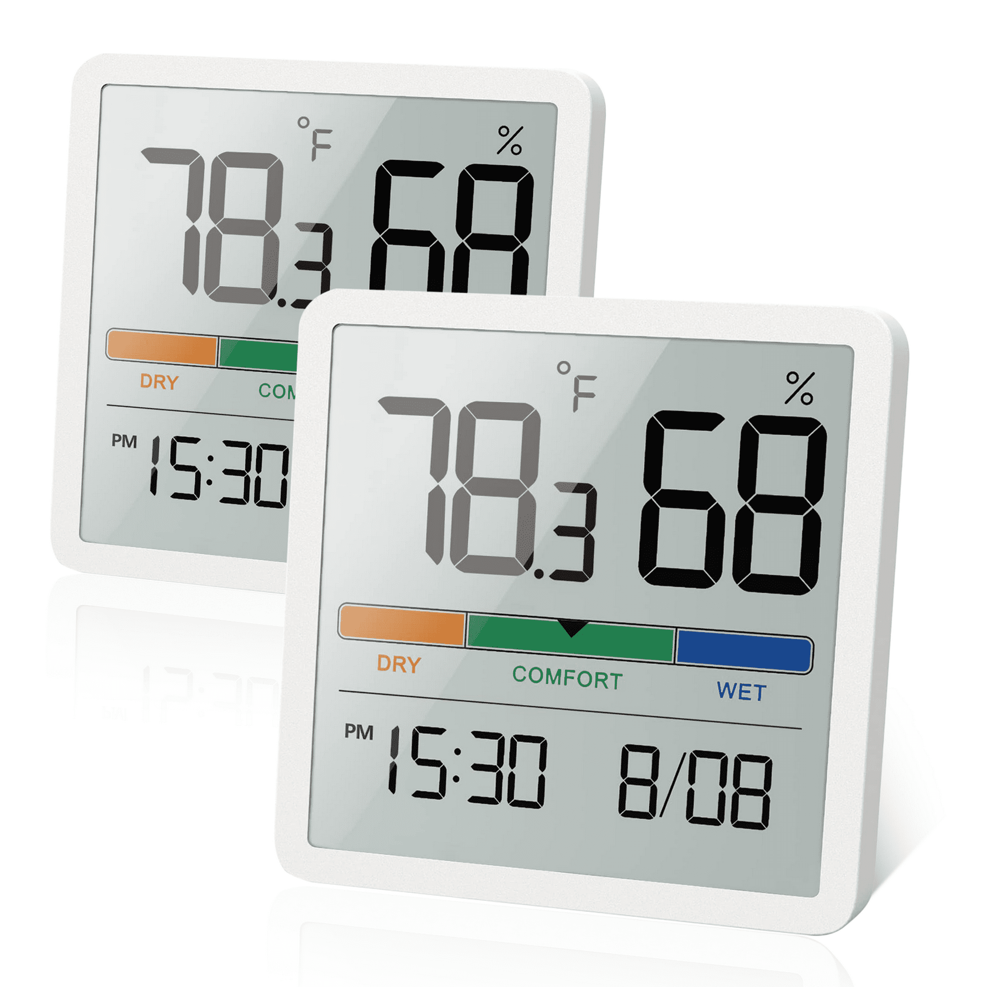 Paquete de 2 termómetros higrómetros para interiores: pantalla LCD de 3 ...