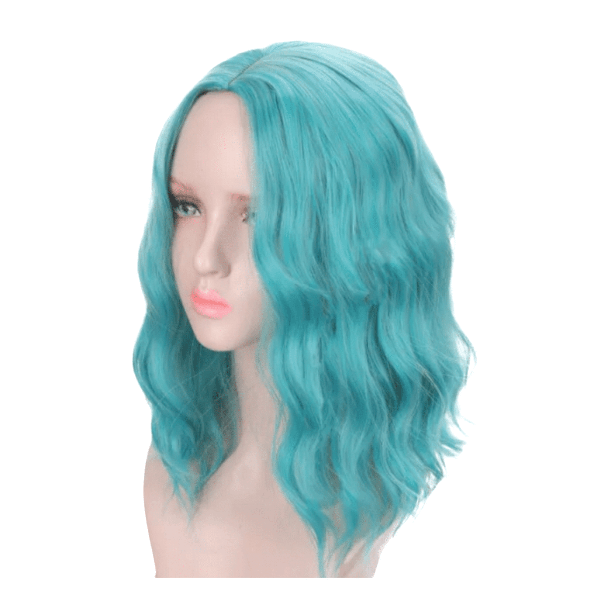 Peluca Azul Turquesa Aqua Corta Ondulada Sin Fleco Kanekalon azul ...