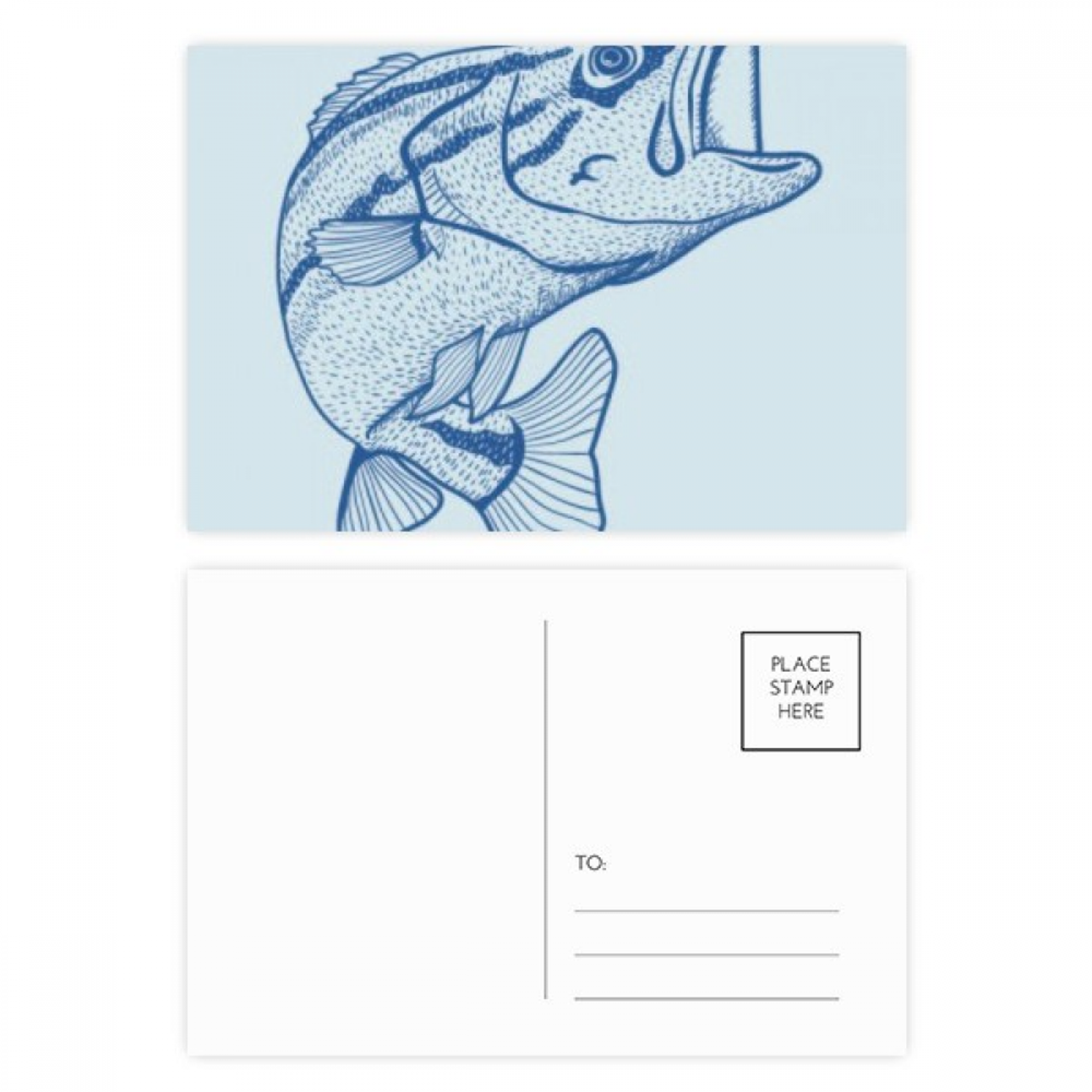 Baya azul Big Fish Set cumpleaños gracias tarjeta postal correo lado ...
