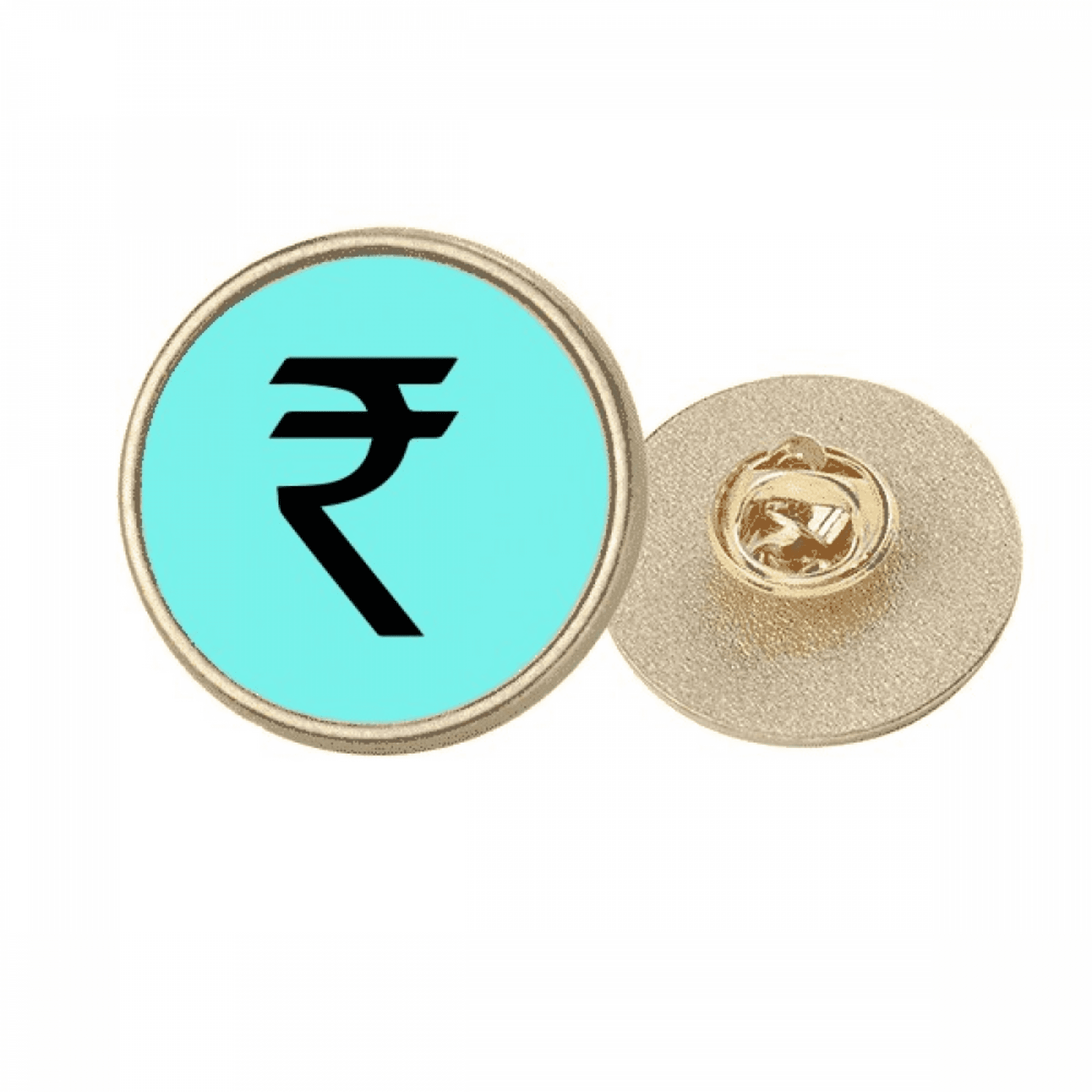 Símbolo de moneda RS re INR Broche de oro metálico circular | Walmart ...
