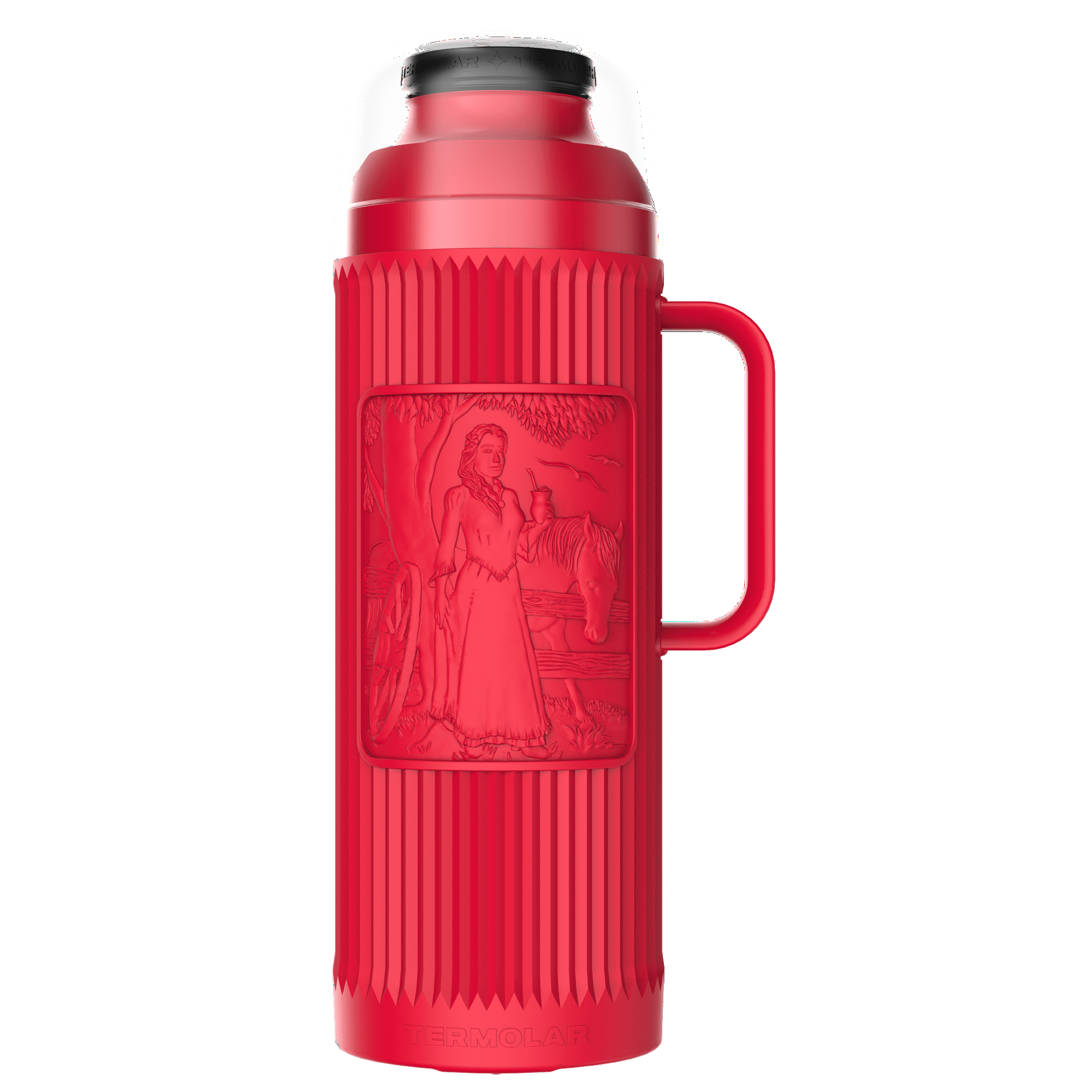 Termo plástico con ampolla de vidrio de 1 Litro color Rojo Termolar ...