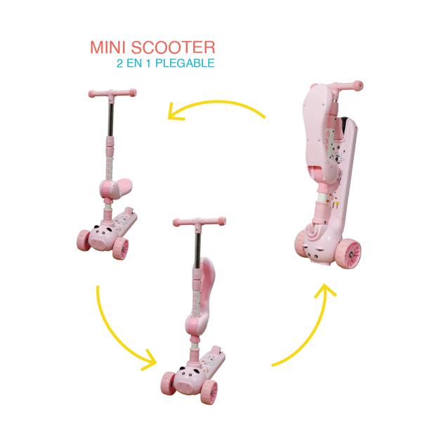 Mini Scooter 2 en 1 Plegable con Asiento Musica Luz y Freno | Walmart ...