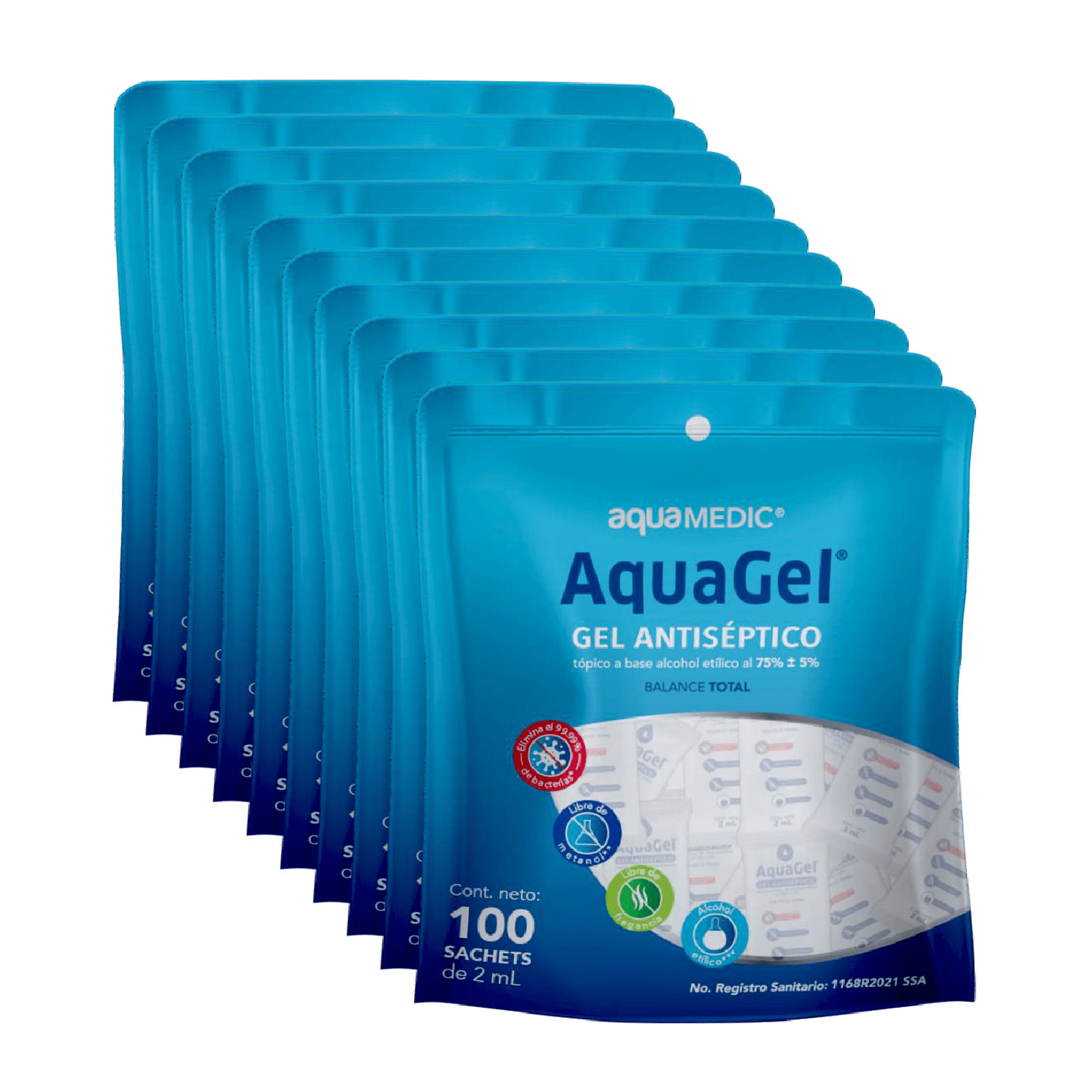 1,200 Sobres 2mL de Gel antiséptico tópico a base de alcohol etílico al ...