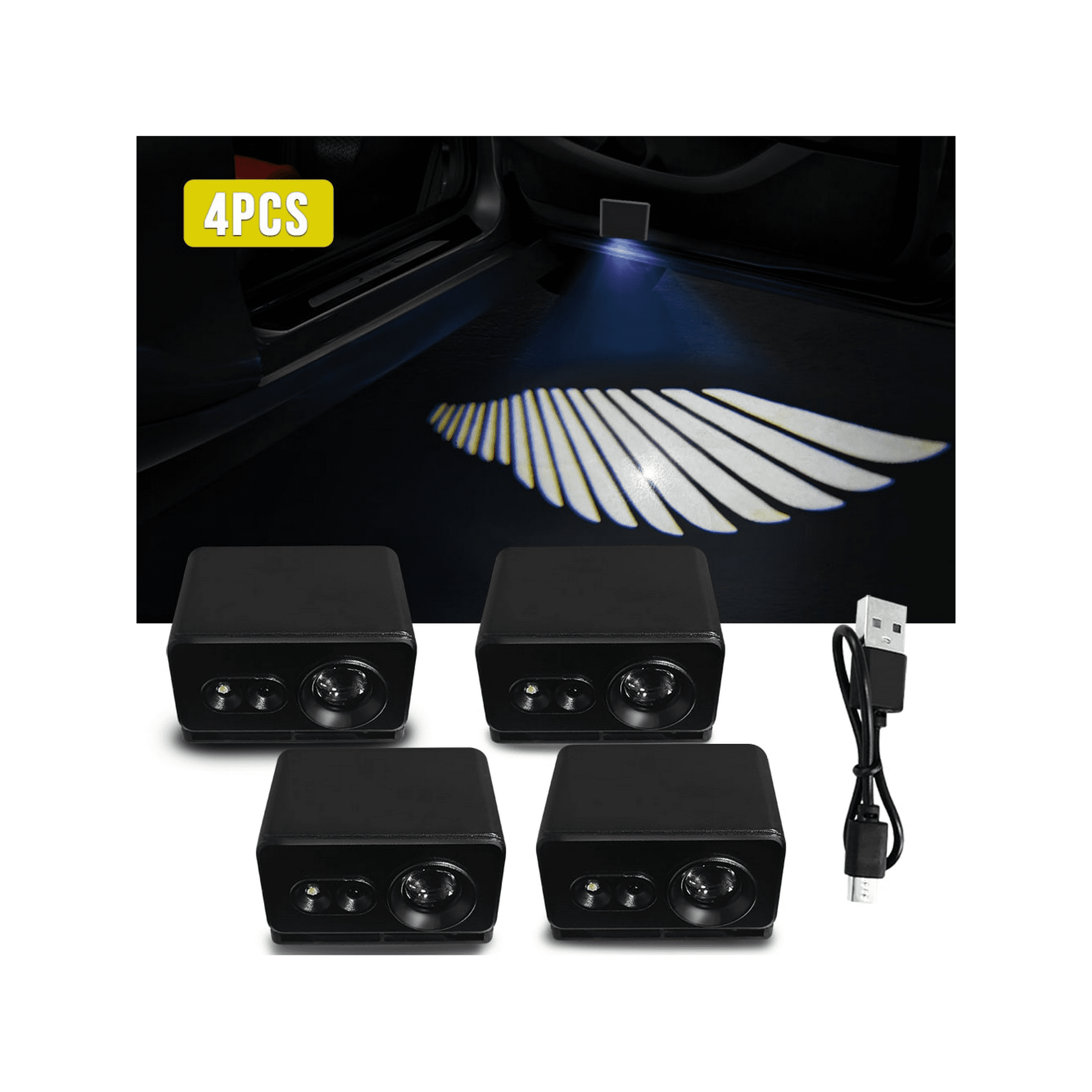 4pcs LED USA American Flag Bald Eagle Logo Car Door Welcome Projector ...