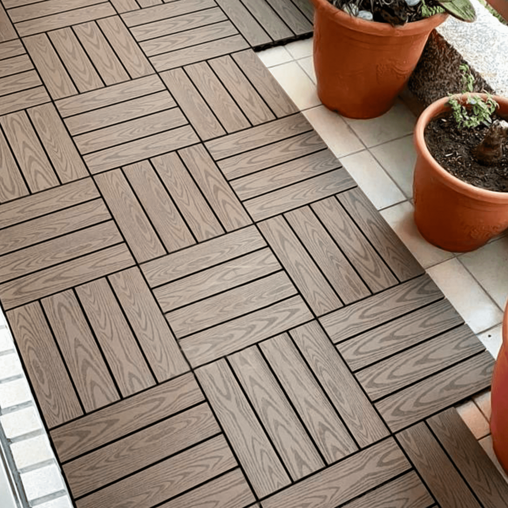 Piso deck "MADERA MARRON", tipo madera 9pz de 30x30cm, 0.81m2, piso ...