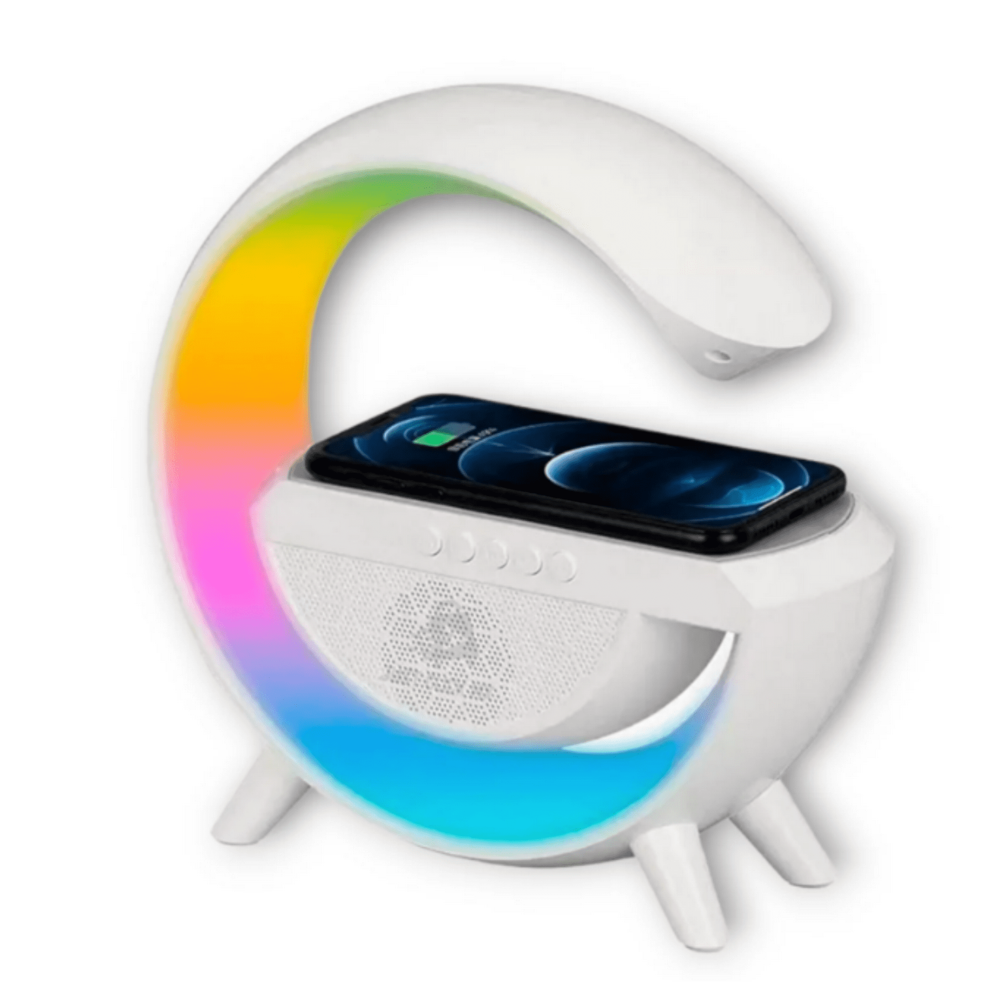 Bocina Bluetooth Genérica Con Cargador Inalámbrico Y Lámpara Color ...
