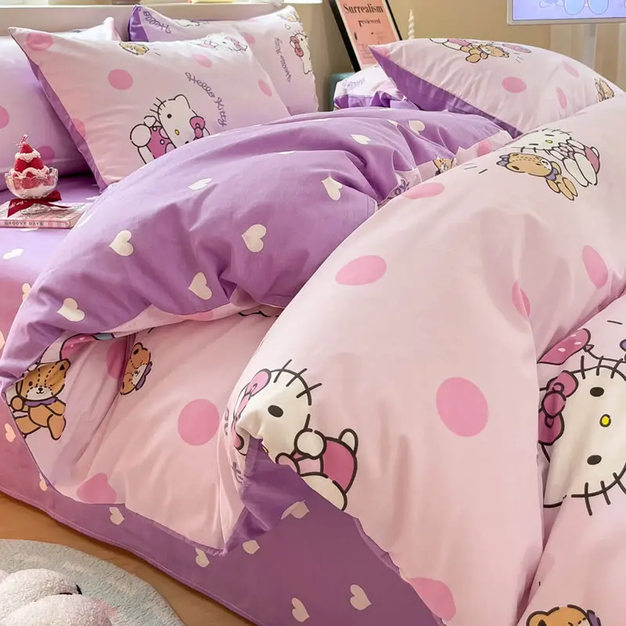 Sanrio Cinnamoroll Kuromi My melody Hello Kitty, nueva y creativa sábana de algodón con ...