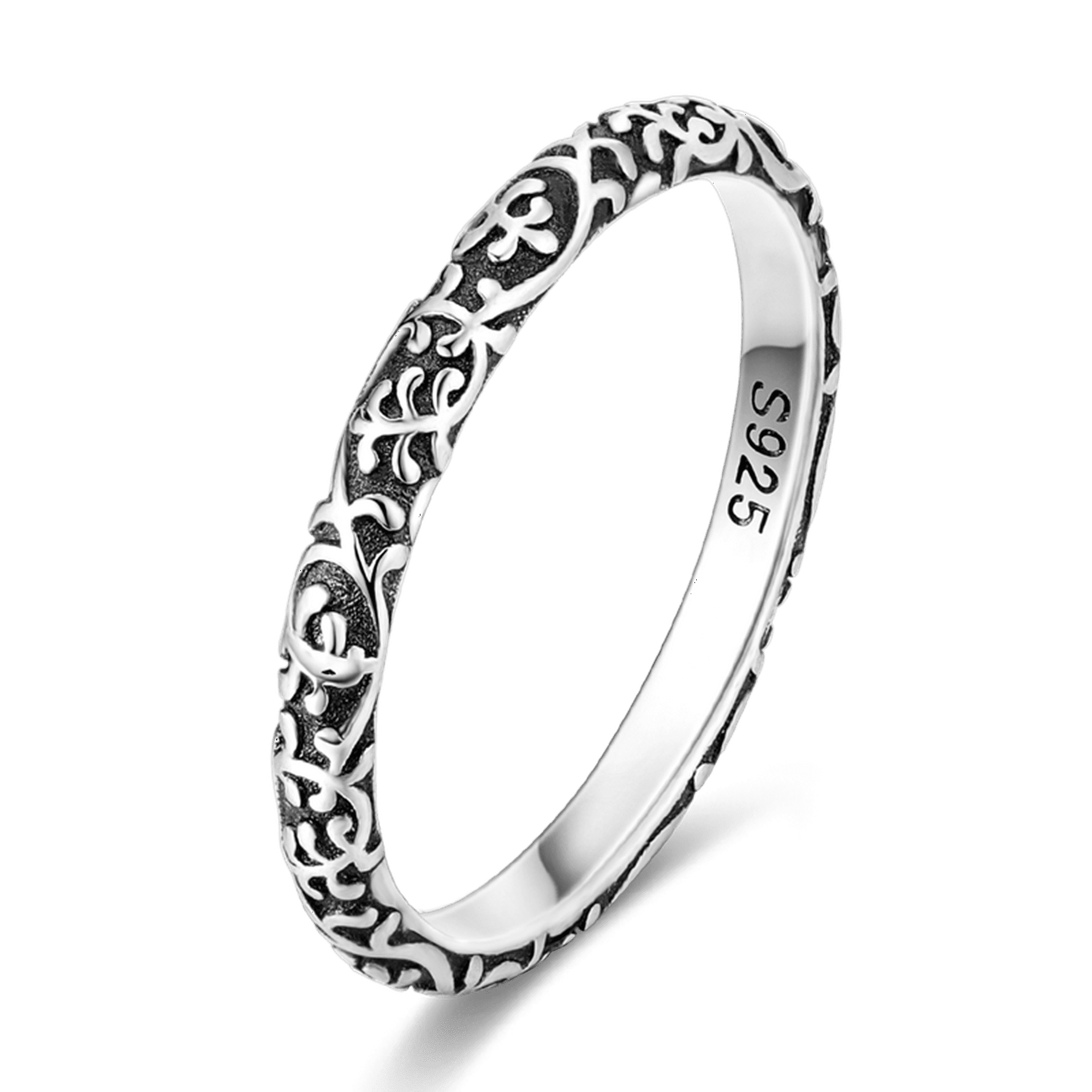 Gran oferta, anillo de plata 925 apilable con corazón infinito y flor ...
