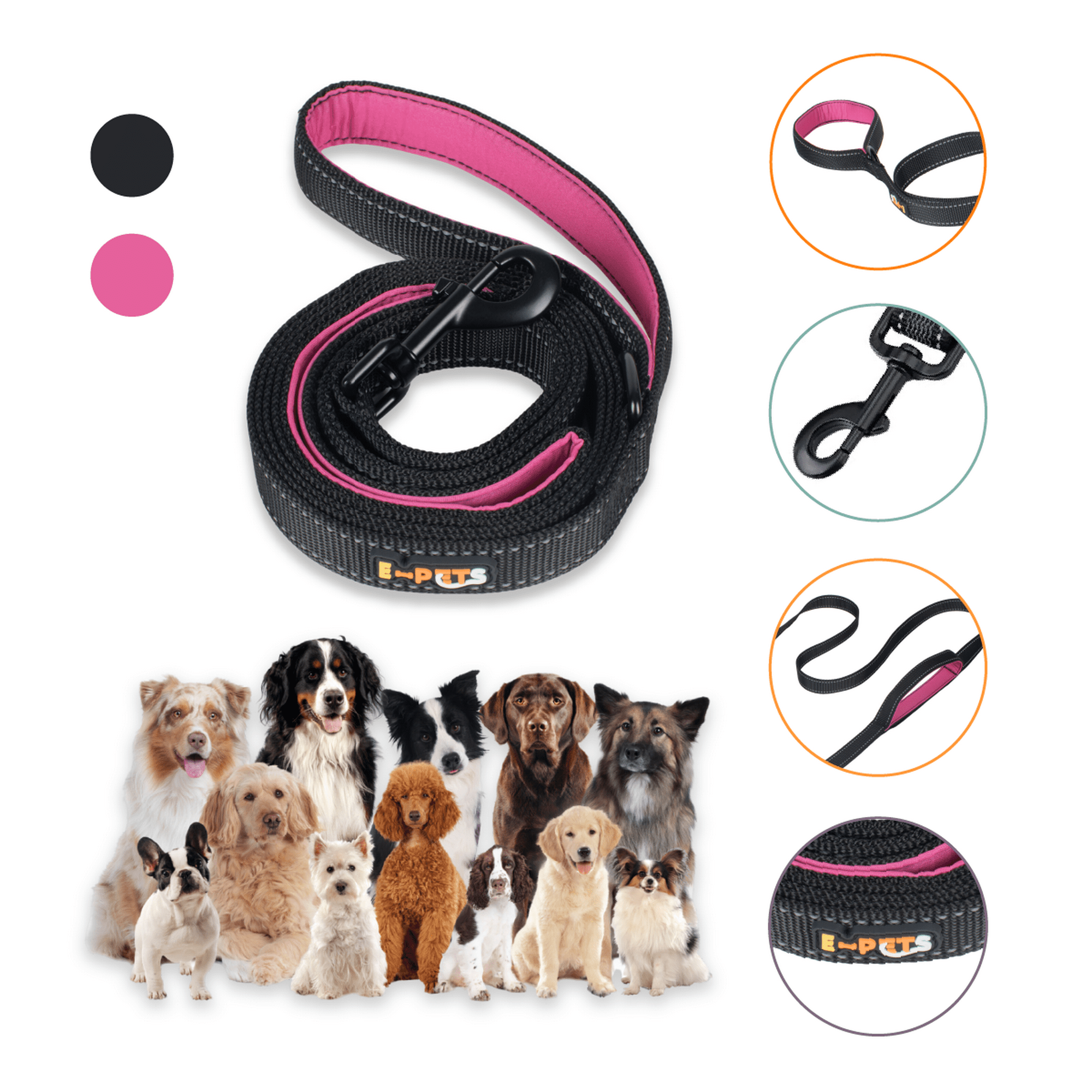 Correa Color Rosa para Perro de todos los Tamaños - Correa de ...