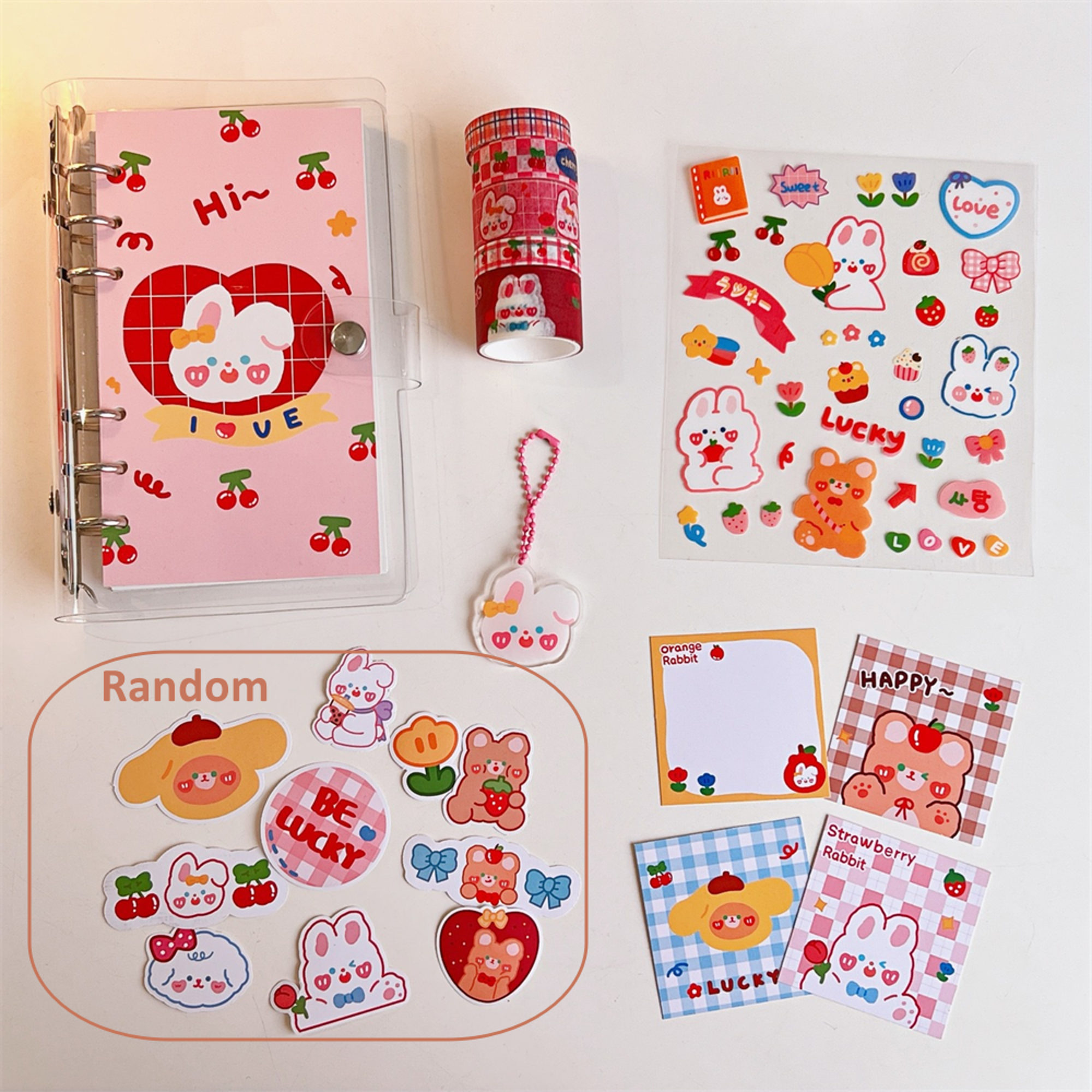 Kawaii Bear Bunny Spiral Binder Notebook Grid Horizontal Lines Inner ...