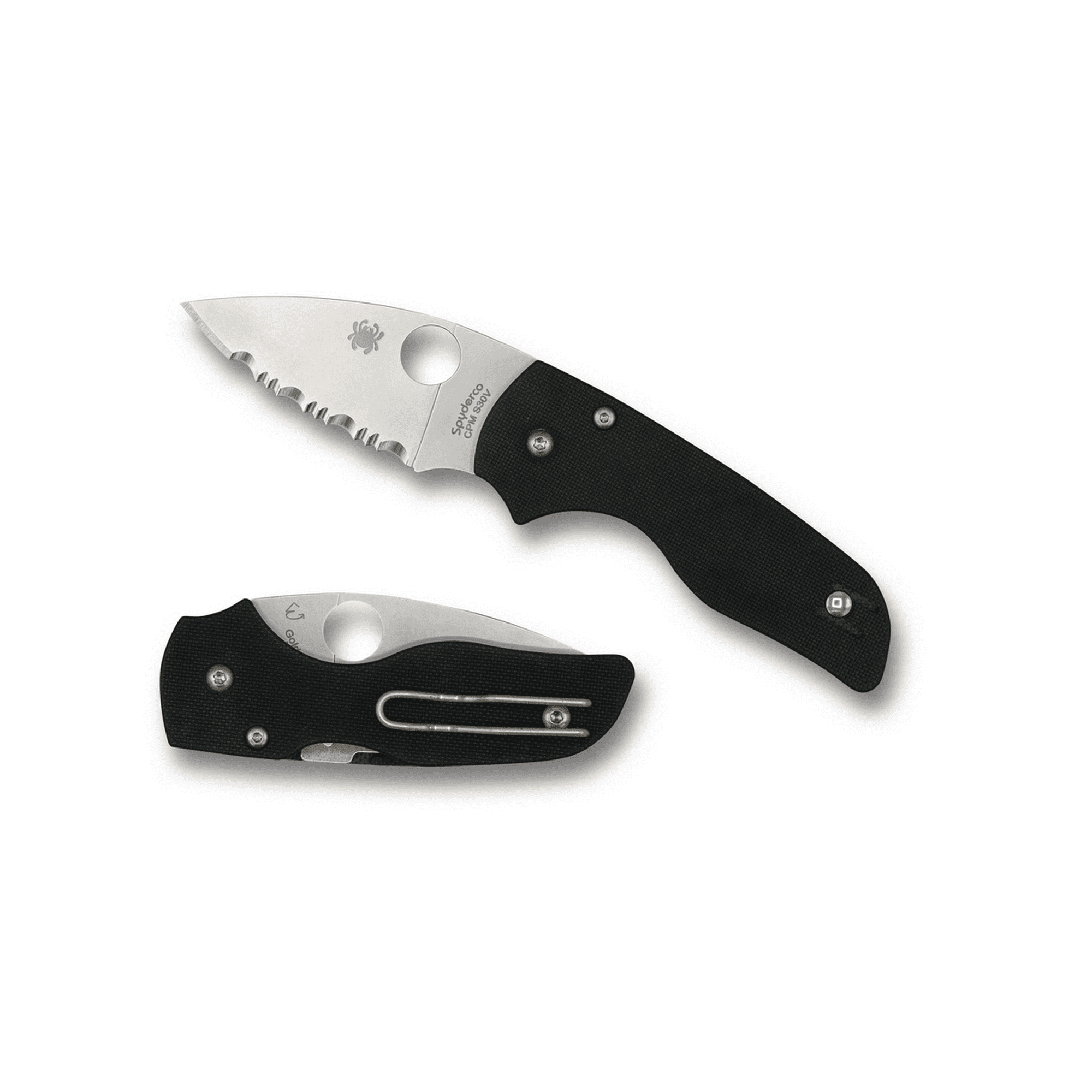Spyderco Lil' Native Compression Lock Knife Black G-10 Serrated S30V ...