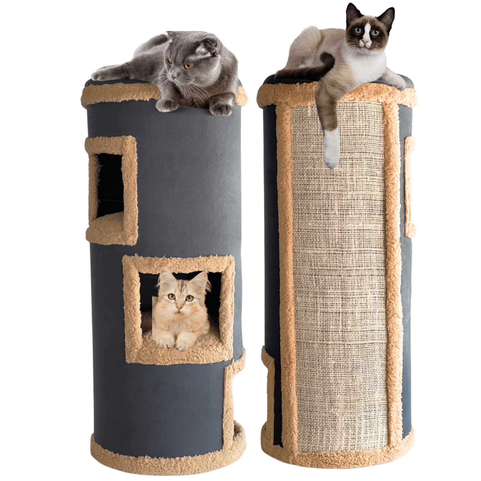 Casa y Cama para Gatos de 1 Mt, Torre Gatos 4 Niveles con Escondites ...