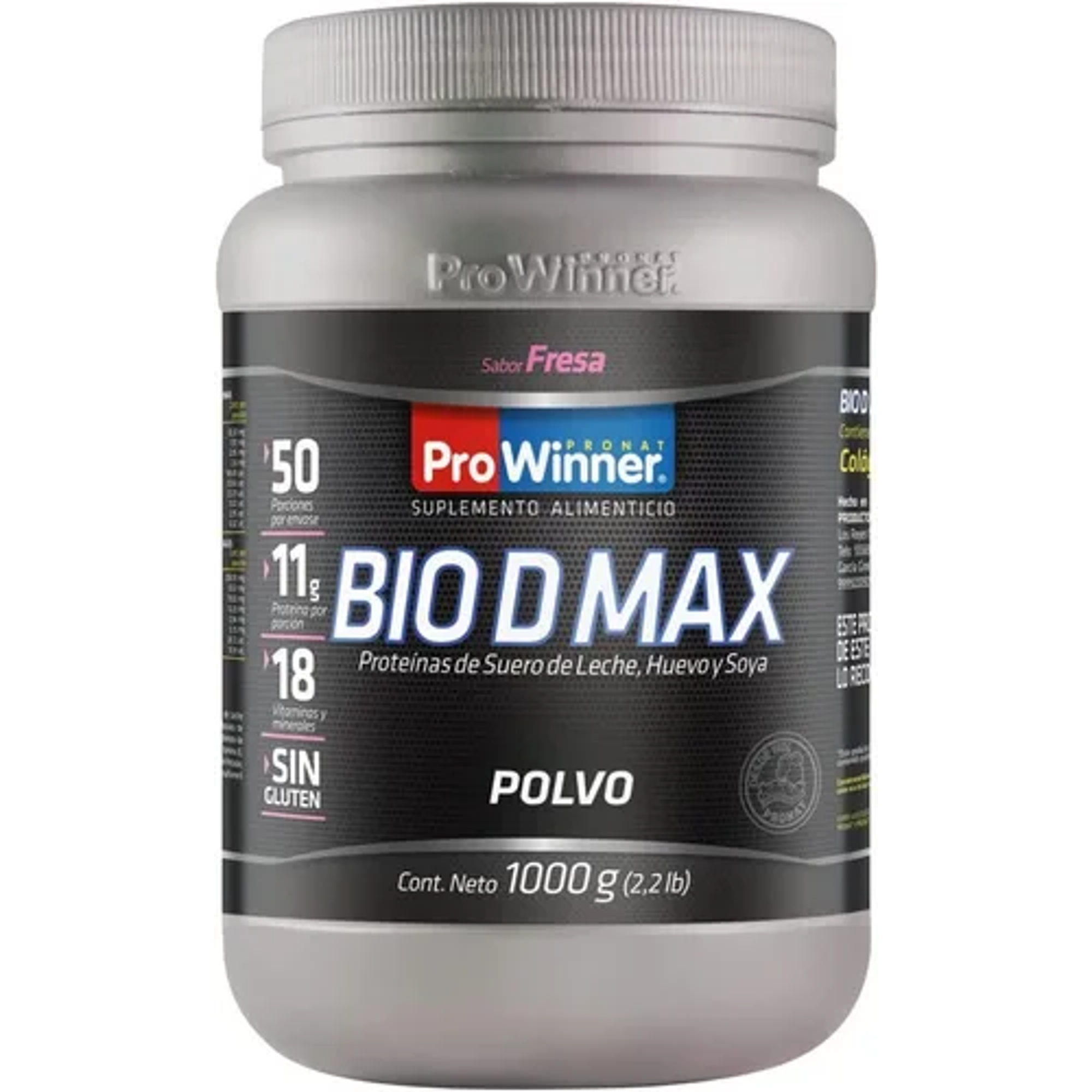 Suplemento BIO D MAX Polvo Sabor Fresa (1 Kg) ProWinner PW-1245 ...