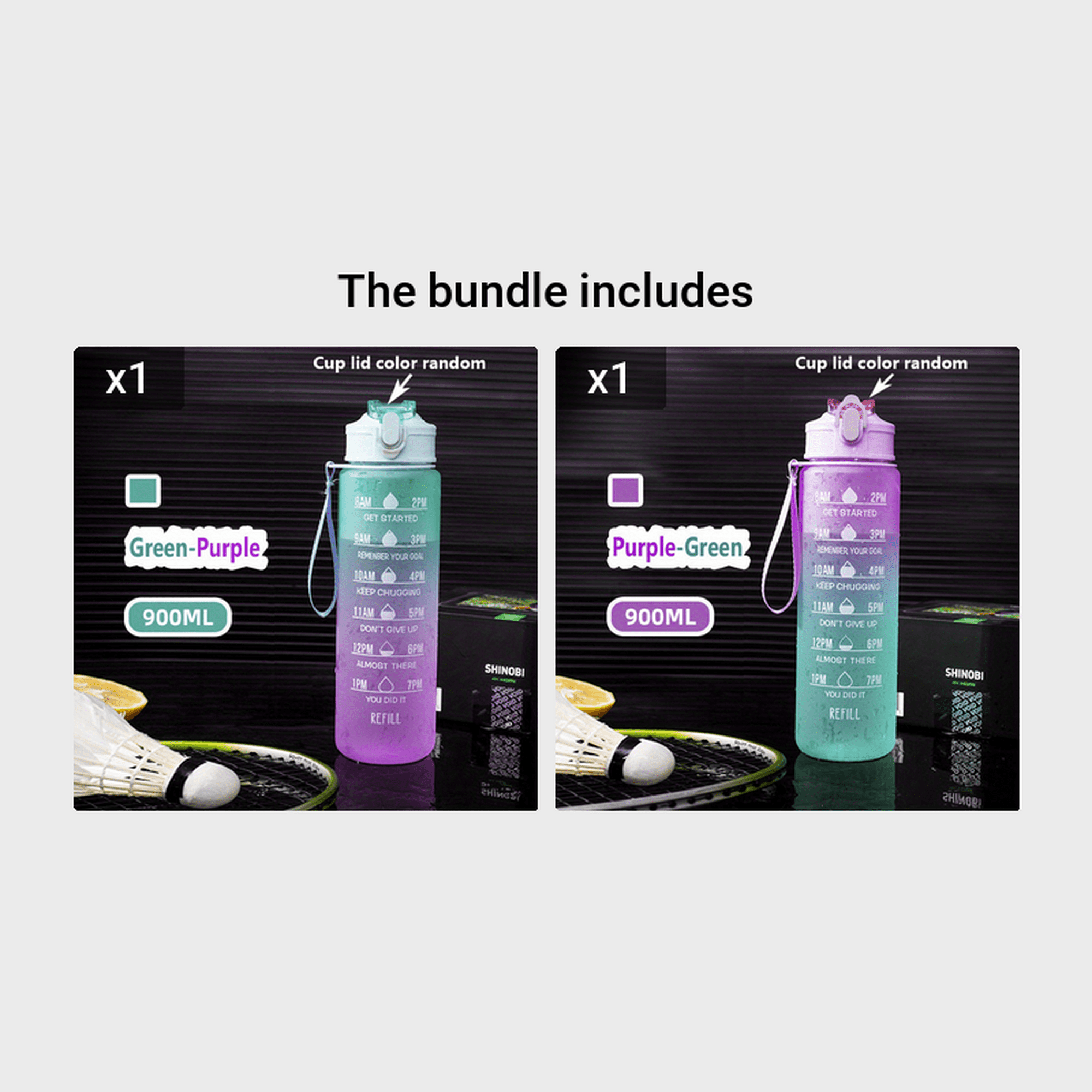 32oz/900mL Motivational Water Bottle With Straw & Time Marker, Daily ...