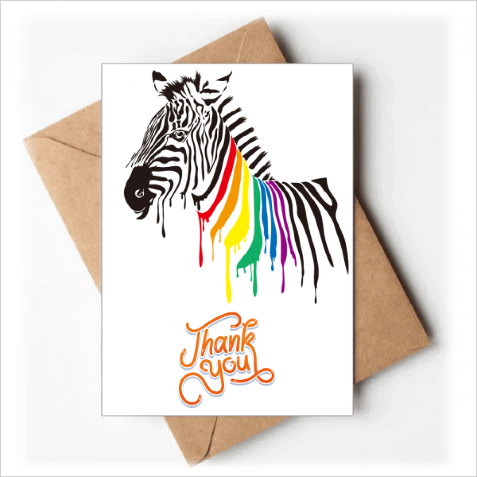 Zebra LGBT Arcoiris patron de color Nota en blanco del sobre de la ...