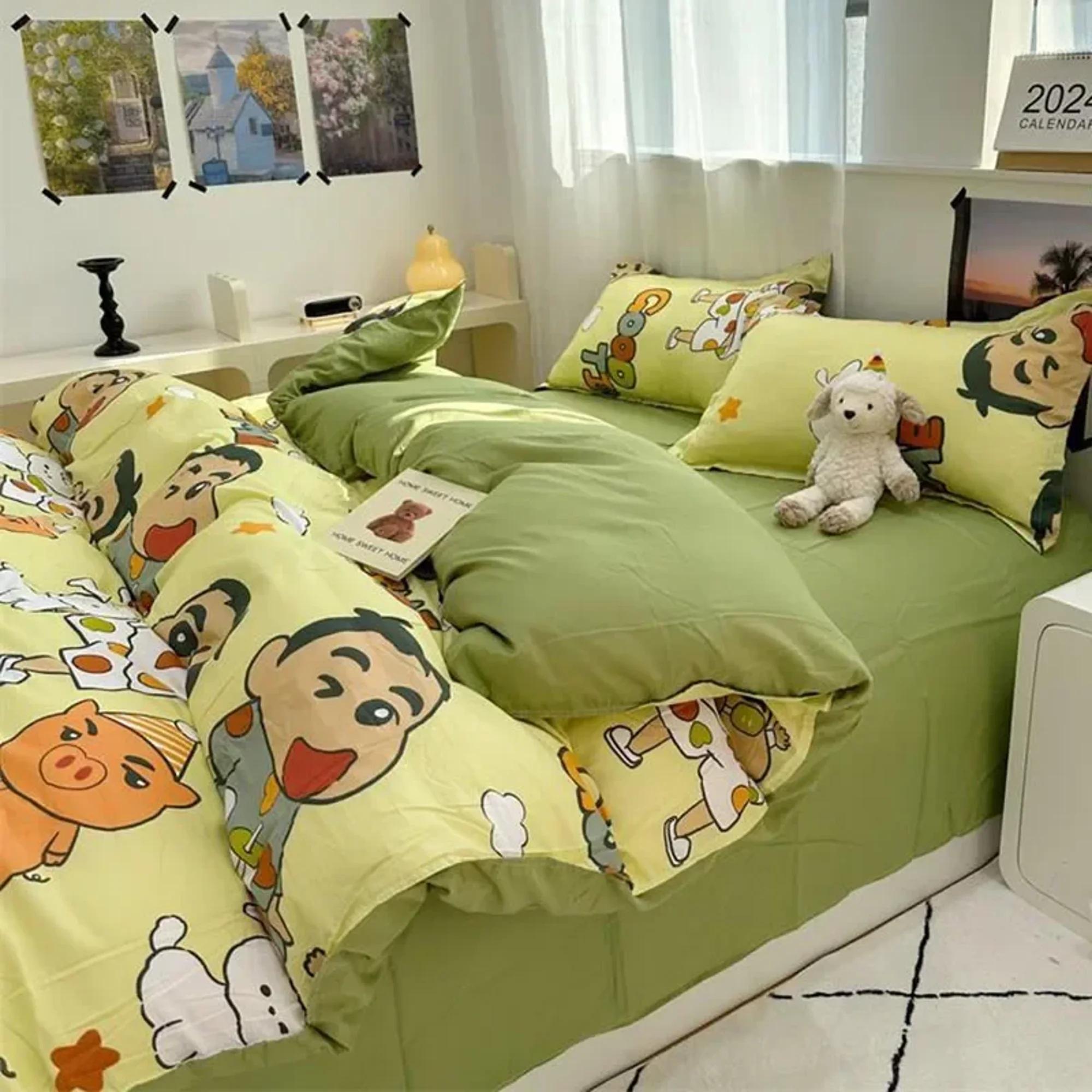 Sanrio Kuromi Hello Kitty-edredón de cama, juego de cuatro piezas ...