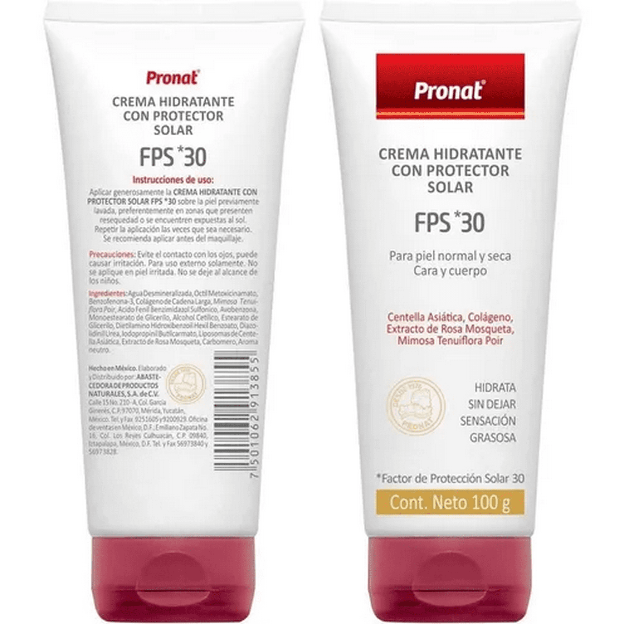 Crema Hidratante + Protector Solar FPS 30+ (100 Gr) Pronat PN-1348 ...