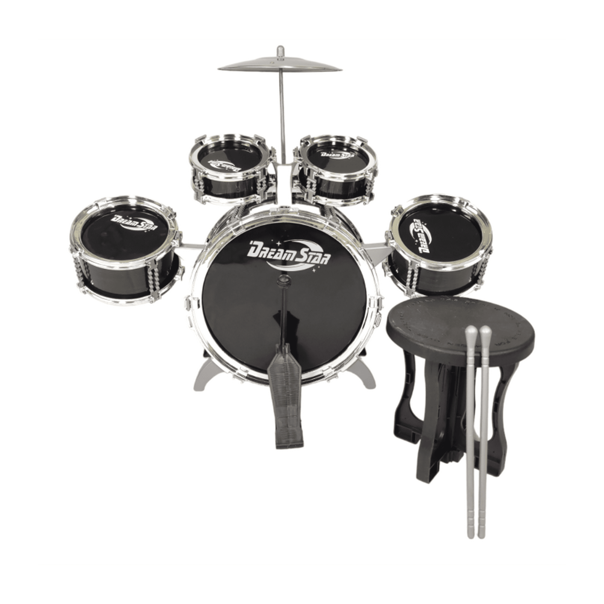Bateria Musical Infantil The Baby Shop con 7 pz y banco Negro ...