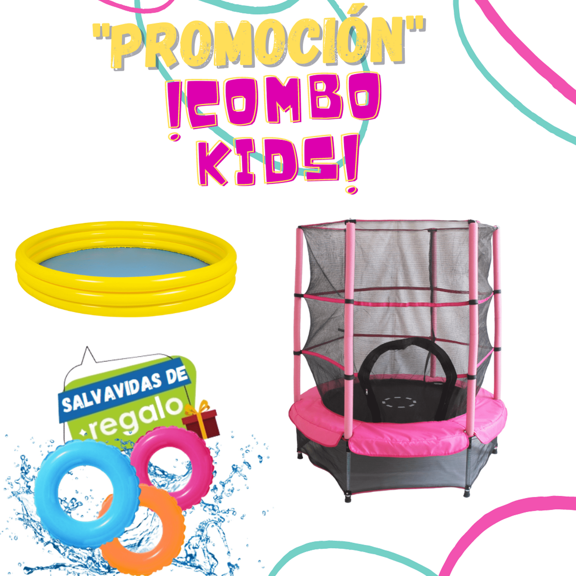 Trampolín Brincolín Infantil 55 Pulgadas 1.40 m y Alberca Piscina Con ...