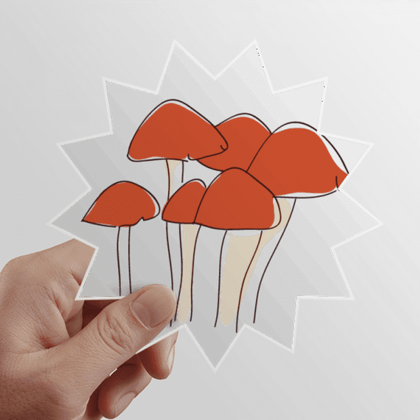 De dibujos animados patron Mushroom linea ilustrar Calcomanías solares ...