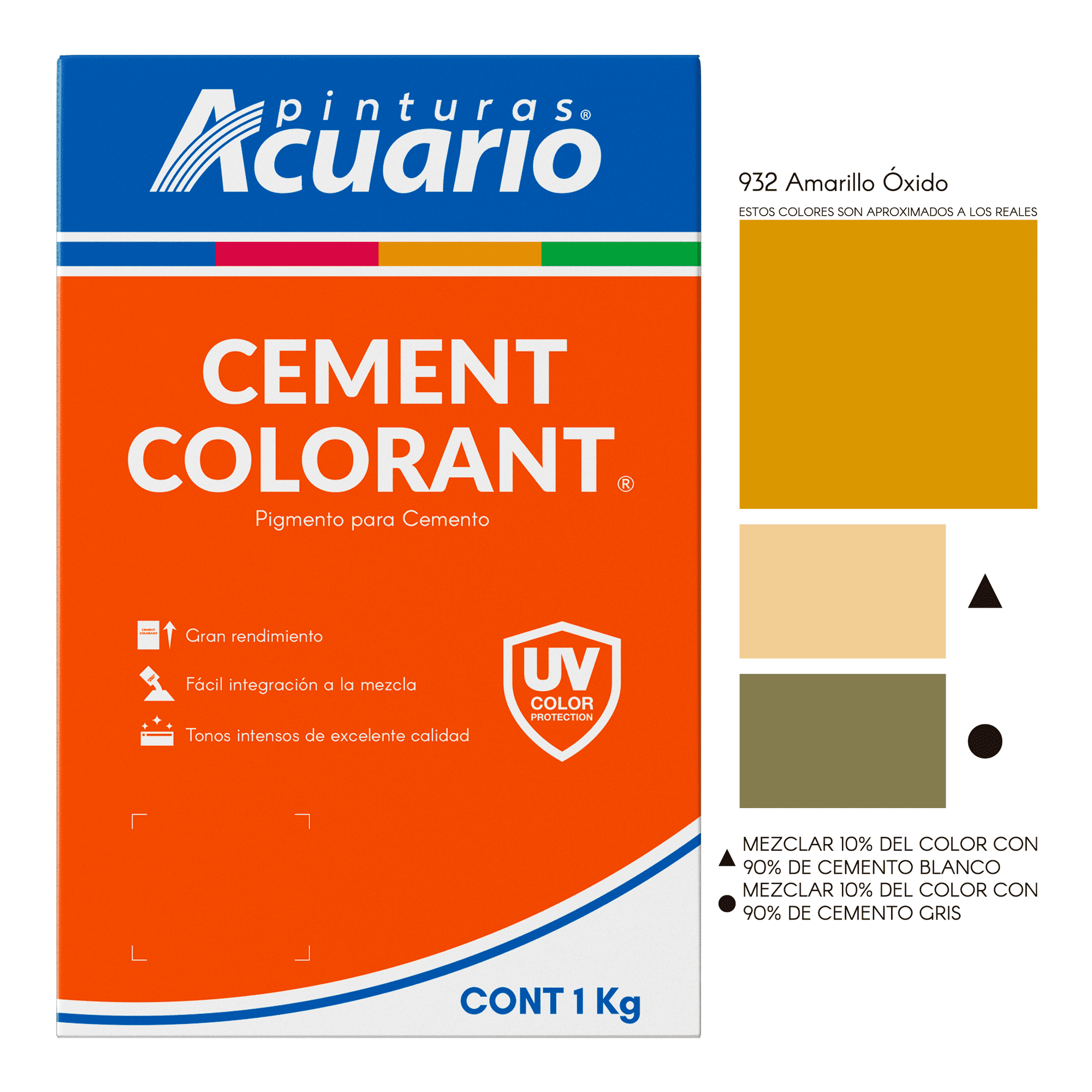 Pigmento Para Cemento Pinturas Acuario Cement Colorant 1 Kilo Amarillo ...