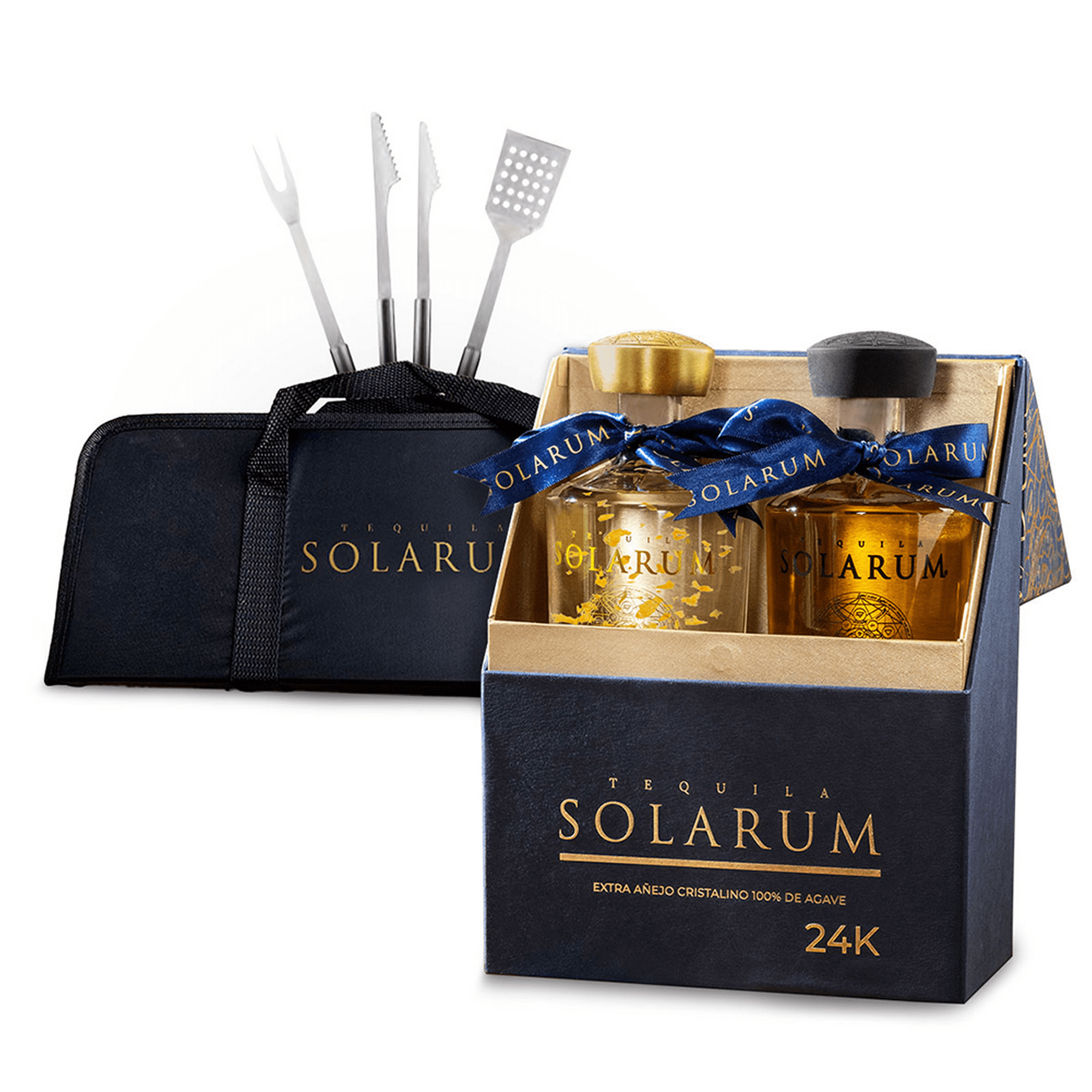 Kit Tequila Solarum Extra Añejo 24k Con Tequila Reposado + Set ...