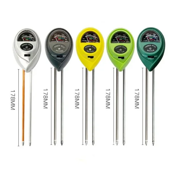 Probador de suelo con función 3 en 1, medidor de pH del suelo, medidor de humedad del pH de la ...