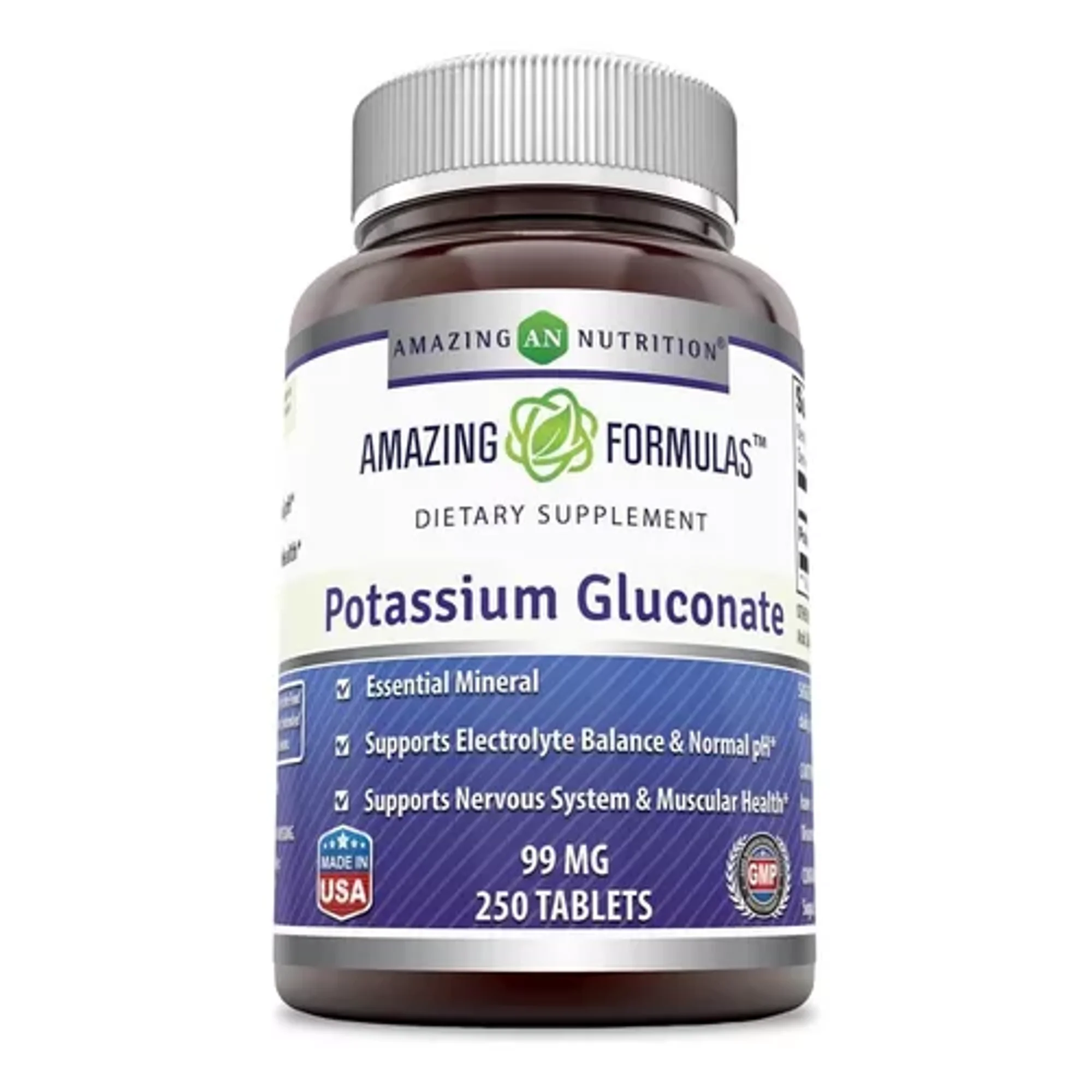 Amazing Formulas Potassium Gluconate | 99 Mg | 250 Servings | 250 Tablets | Bodega Aurrera en línea