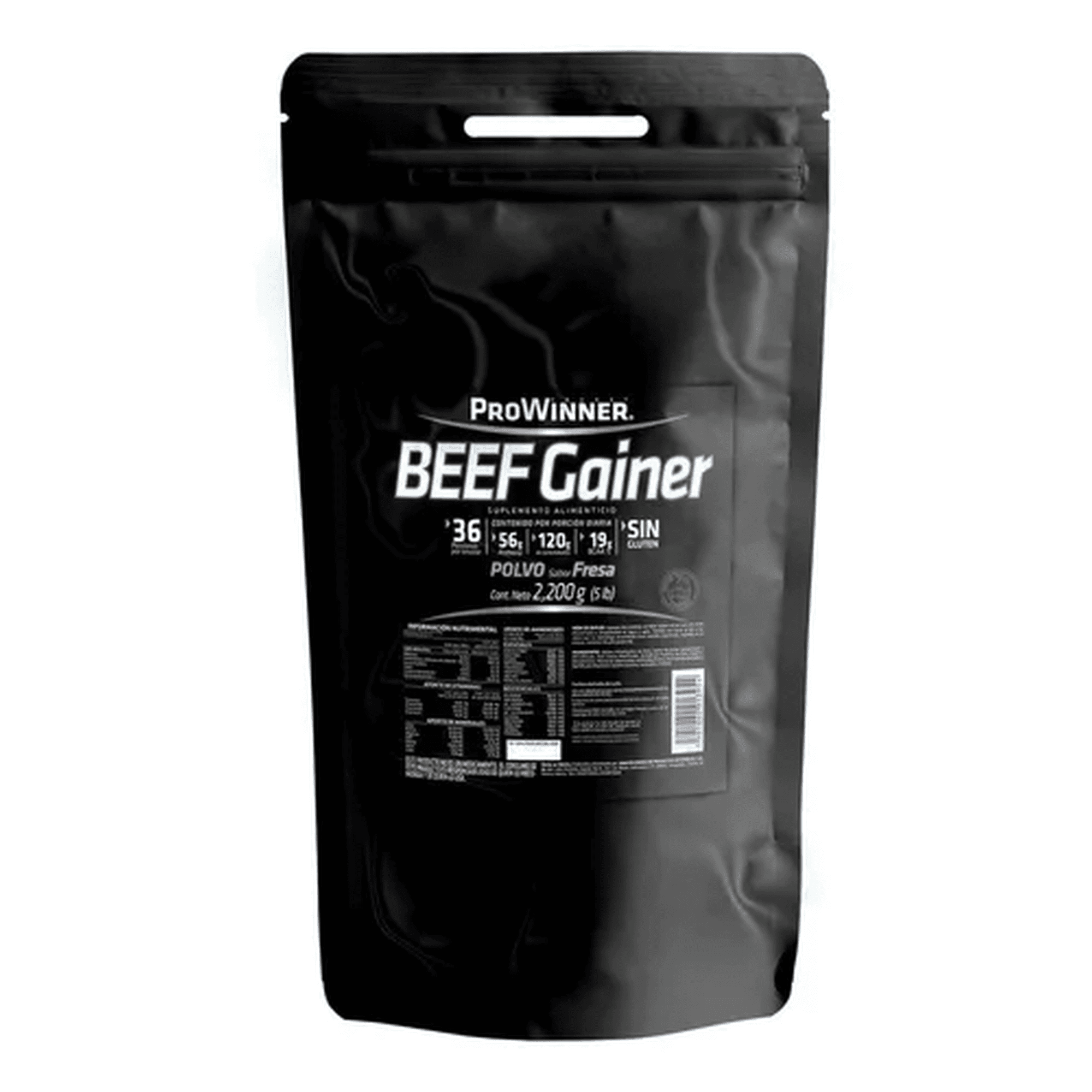 Suplemento Beef Gainer Polvo Sabor Fresa (2,2 Kg) ProWinner PW-1331 ...